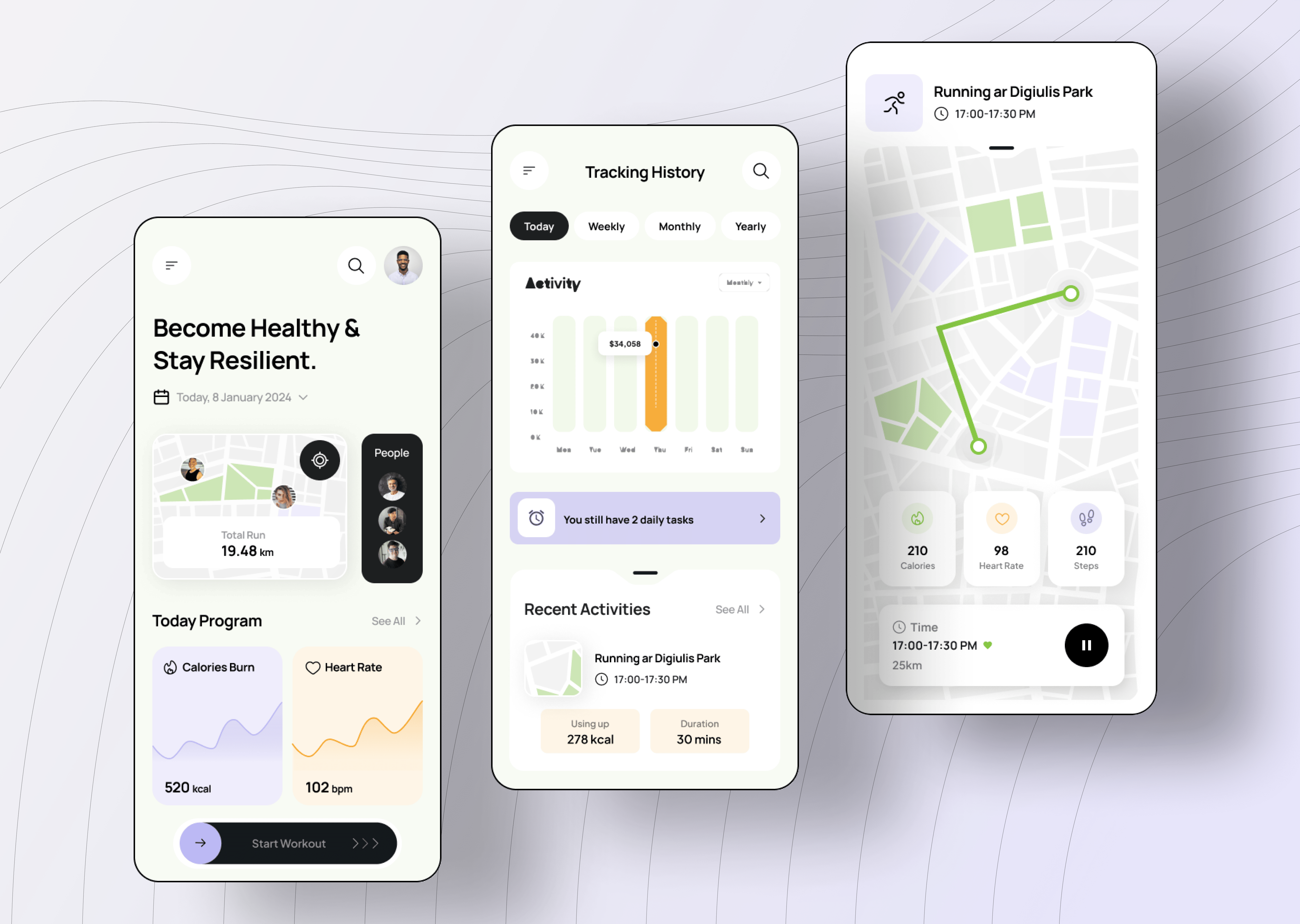 Fitness Tracker App UI – Stay Active, Stay Resilient by Abdul Saboor on ...