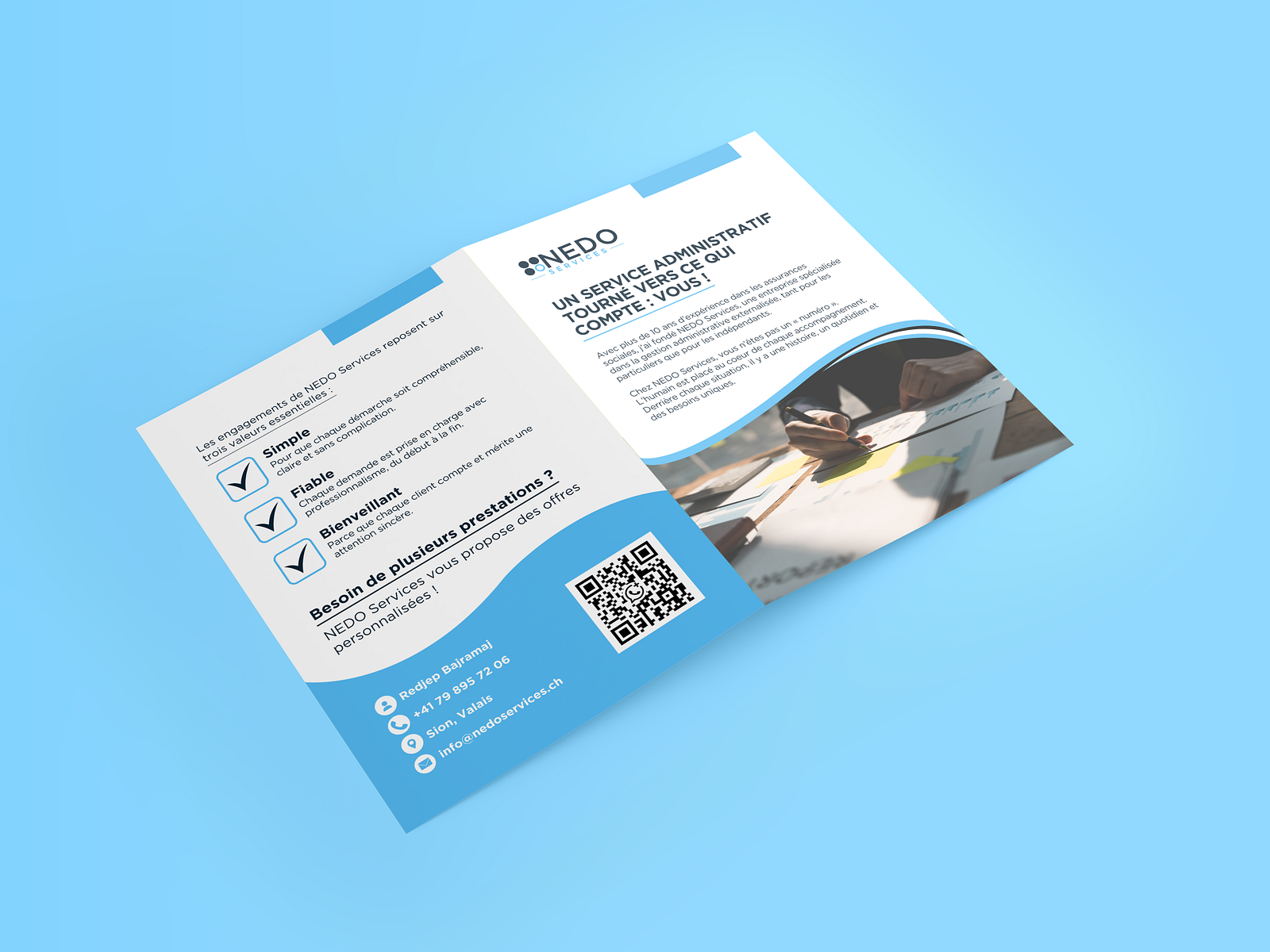 NEDO Services Company A4 Bi-Fold Brochure Design by Mohamed Azaroual on ...