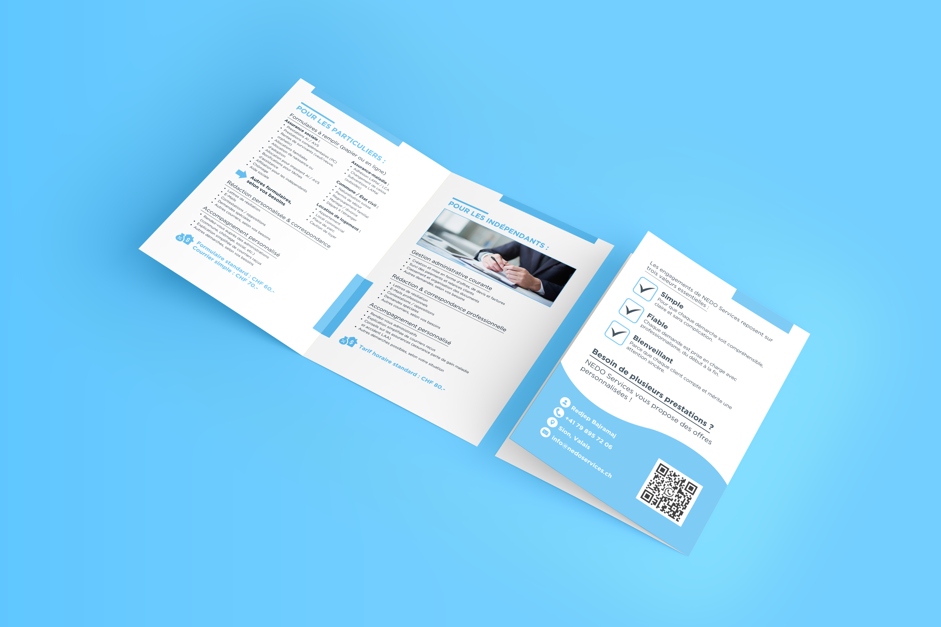 NEDO Services Company A4 Bi-Fold Brochure Design by Mohamed Azaroual on Dribbble