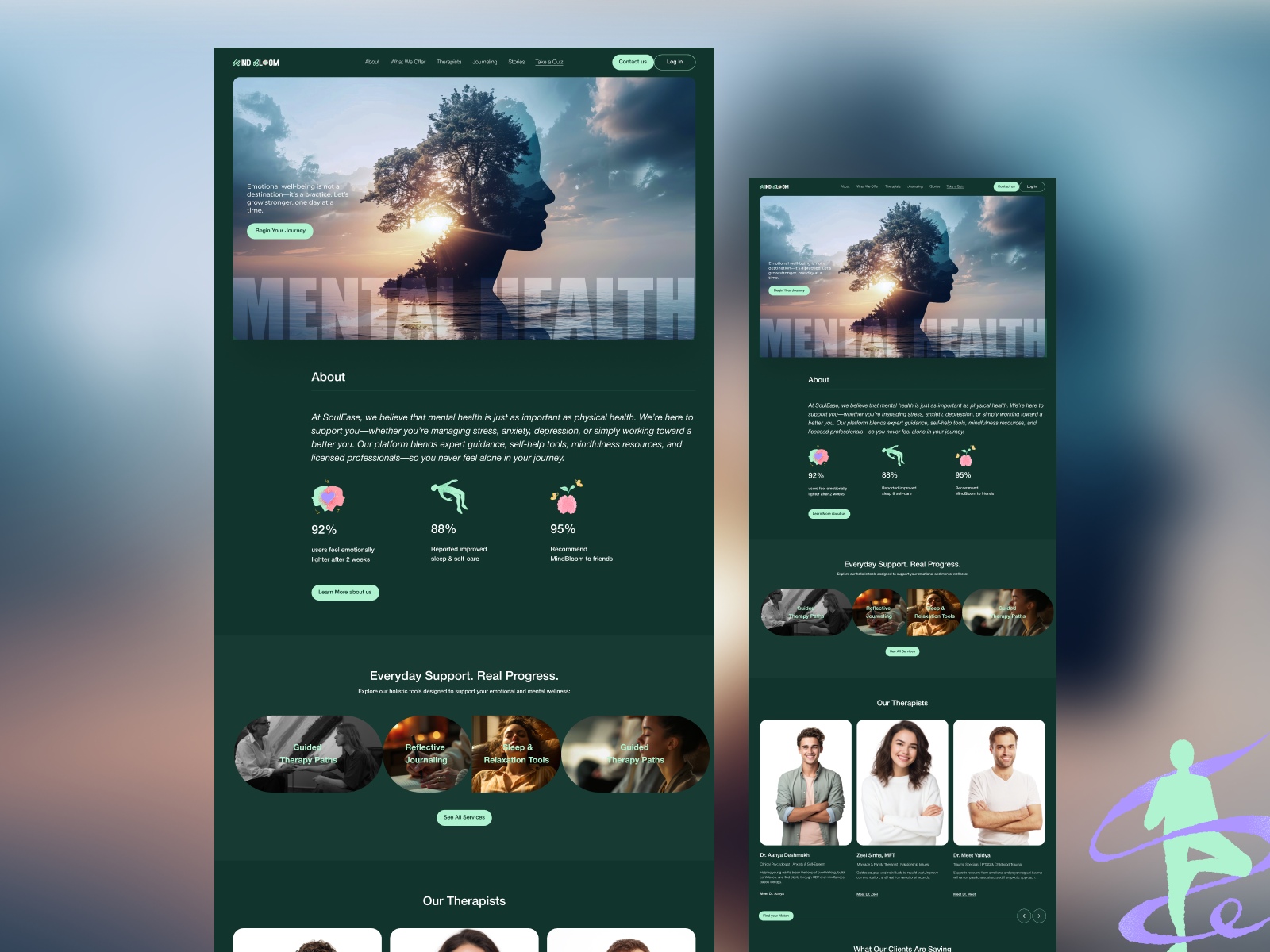 Mindbloom – Mental Wellness Website Design by Jiyani Mansi on Dribbble