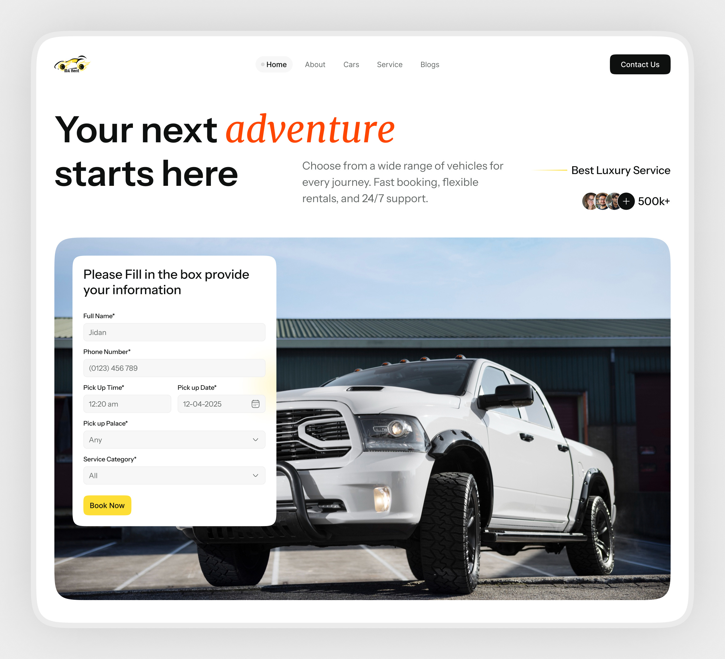 Hero Section Design – Car Rental Website by Jahidul Islam on Dribbble
