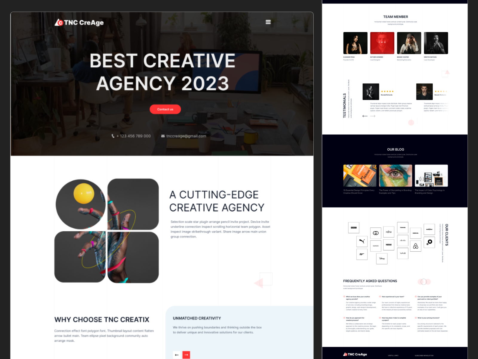 TNC CreAge - Portfolio & Agency Website Template by TNCFlow for ThemeNcode LLC on Dribbble