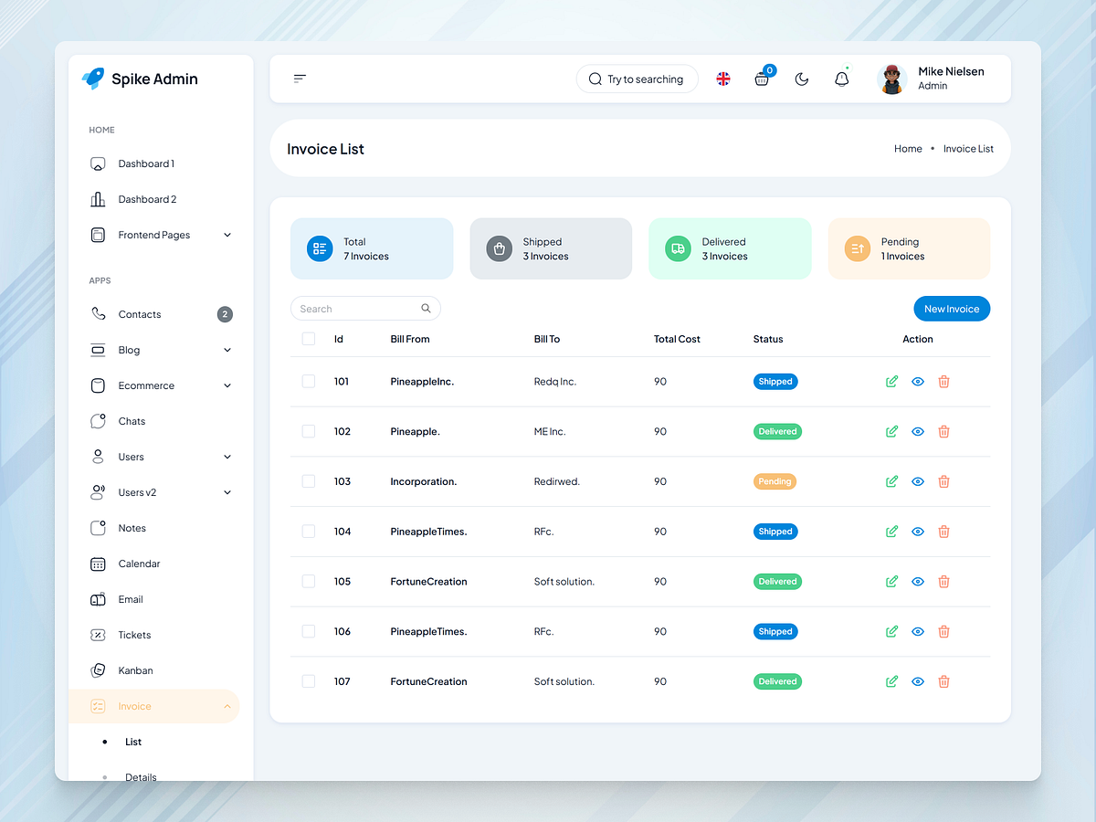 Spike Invoice Page Design by WrapPixel on Dribbble