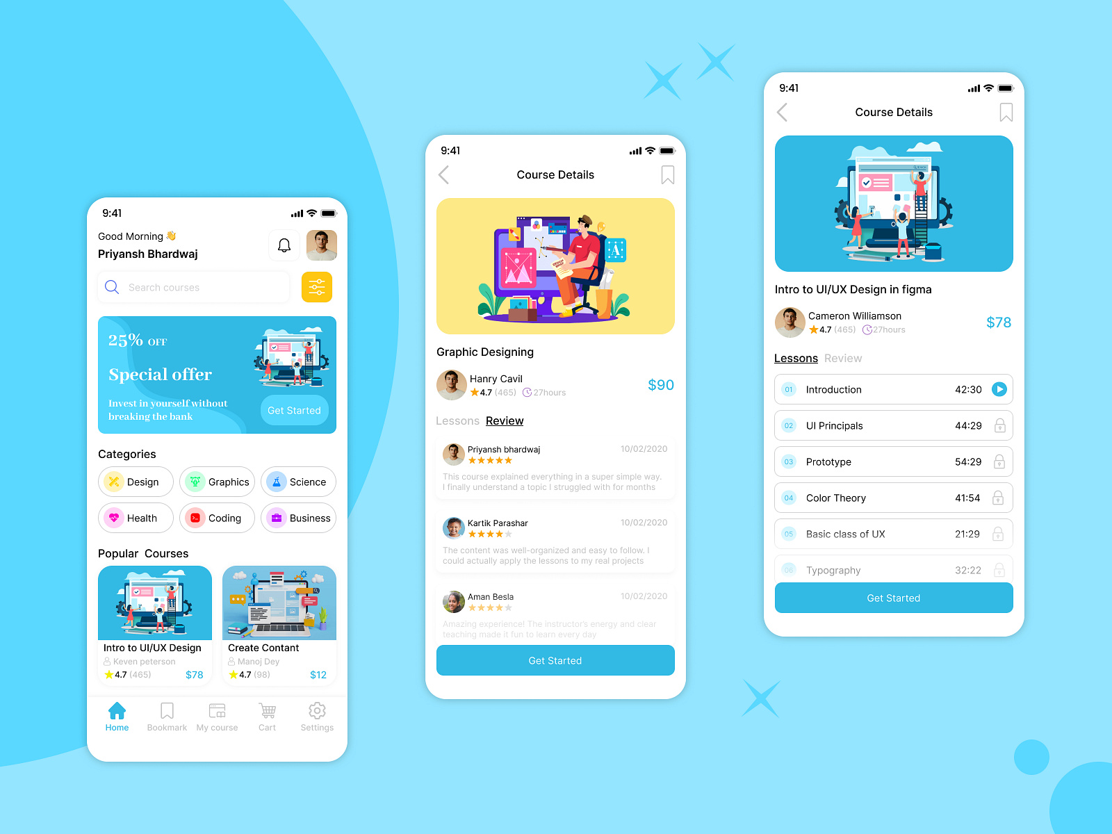 E-Learning Mobile App – UI Design by Priyansh Bhardwaj on Dribbble
