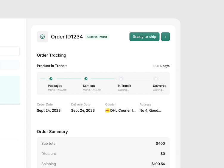 Clean Order Tracking Dashboard by Kenny Howell on Dribbble