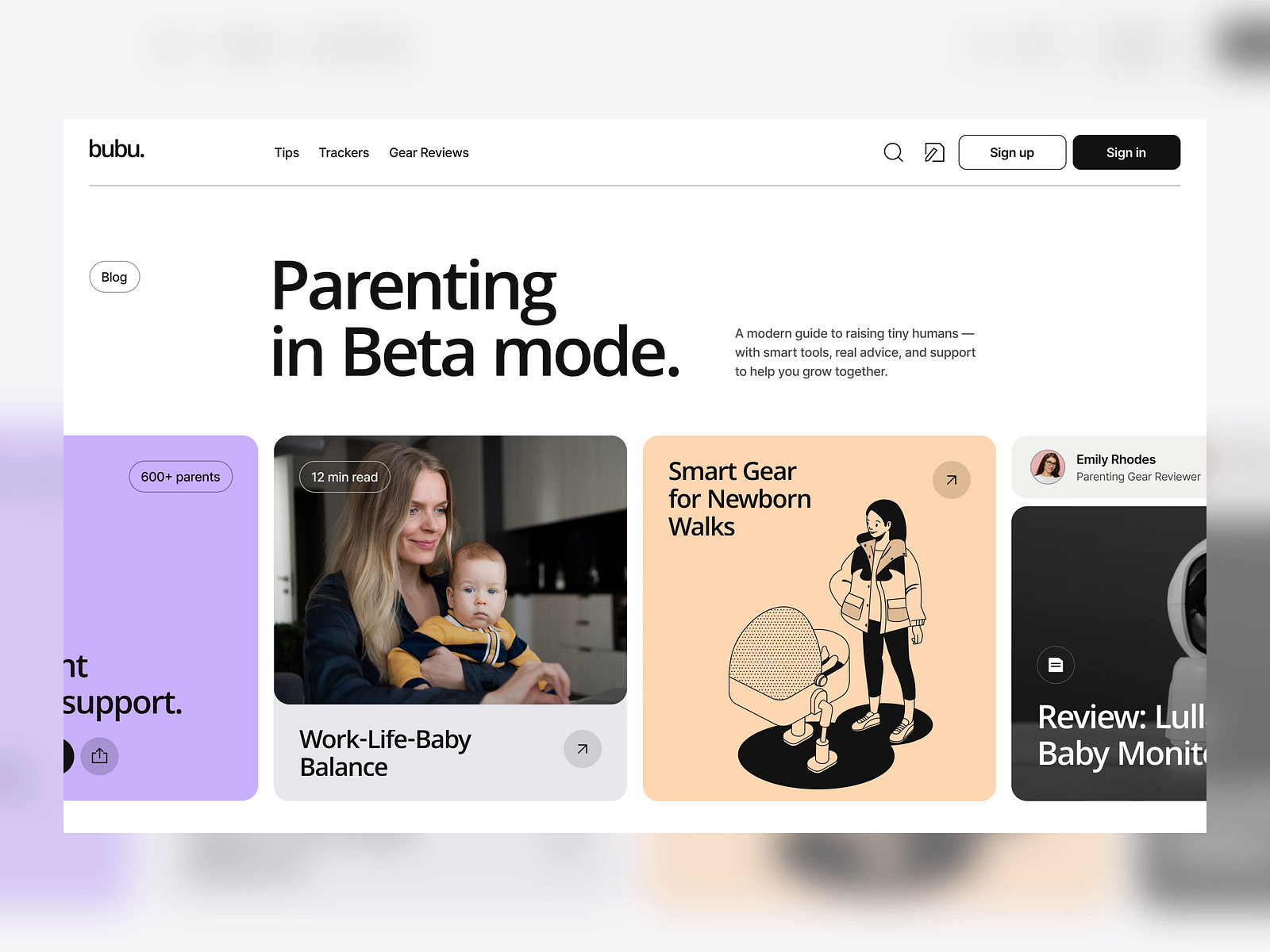 bubu. website home page by Taras Migulko for Emote on Dribbble