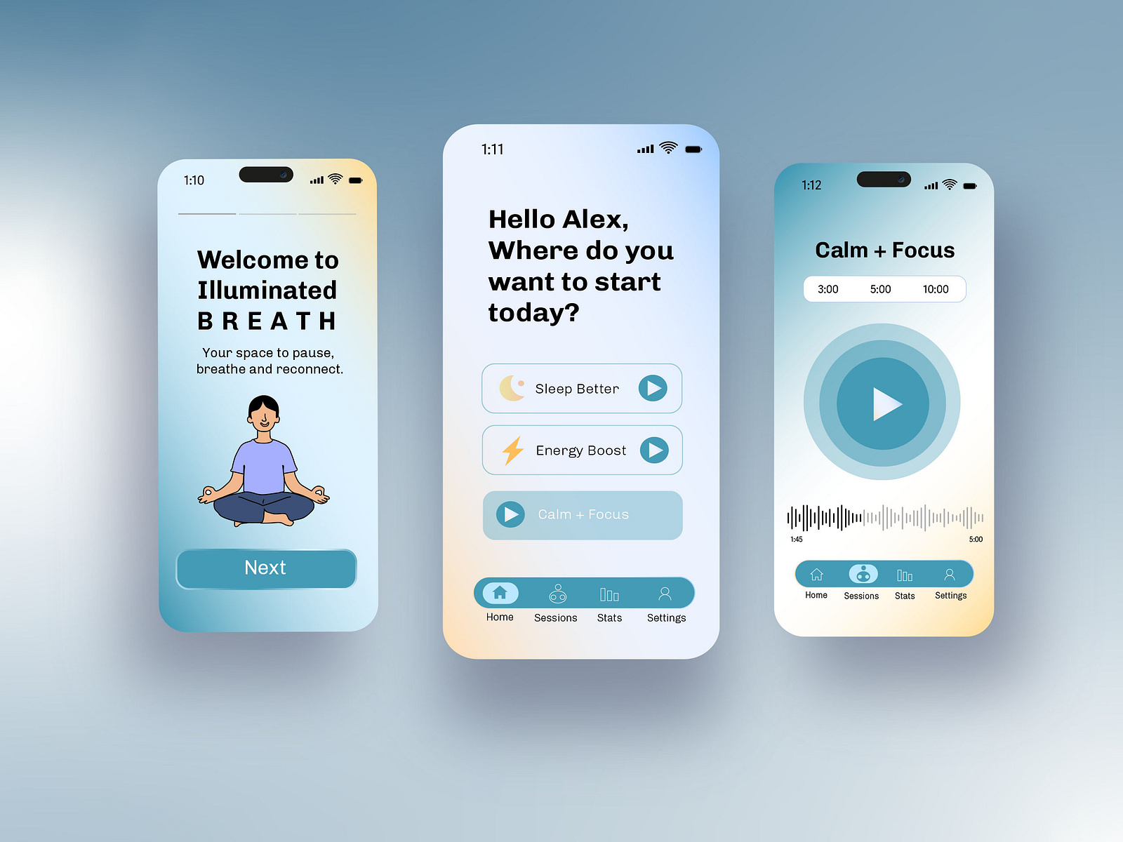 Illuminated Breath App Design by Veronica Domeier on Dribbble