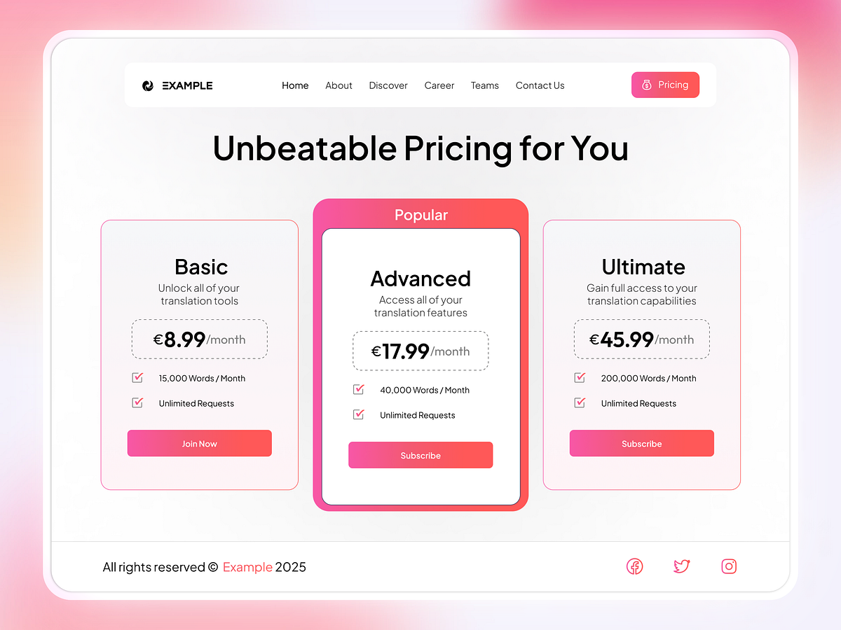 Pricing Plan UI by UIOVIA ® on Dribbble