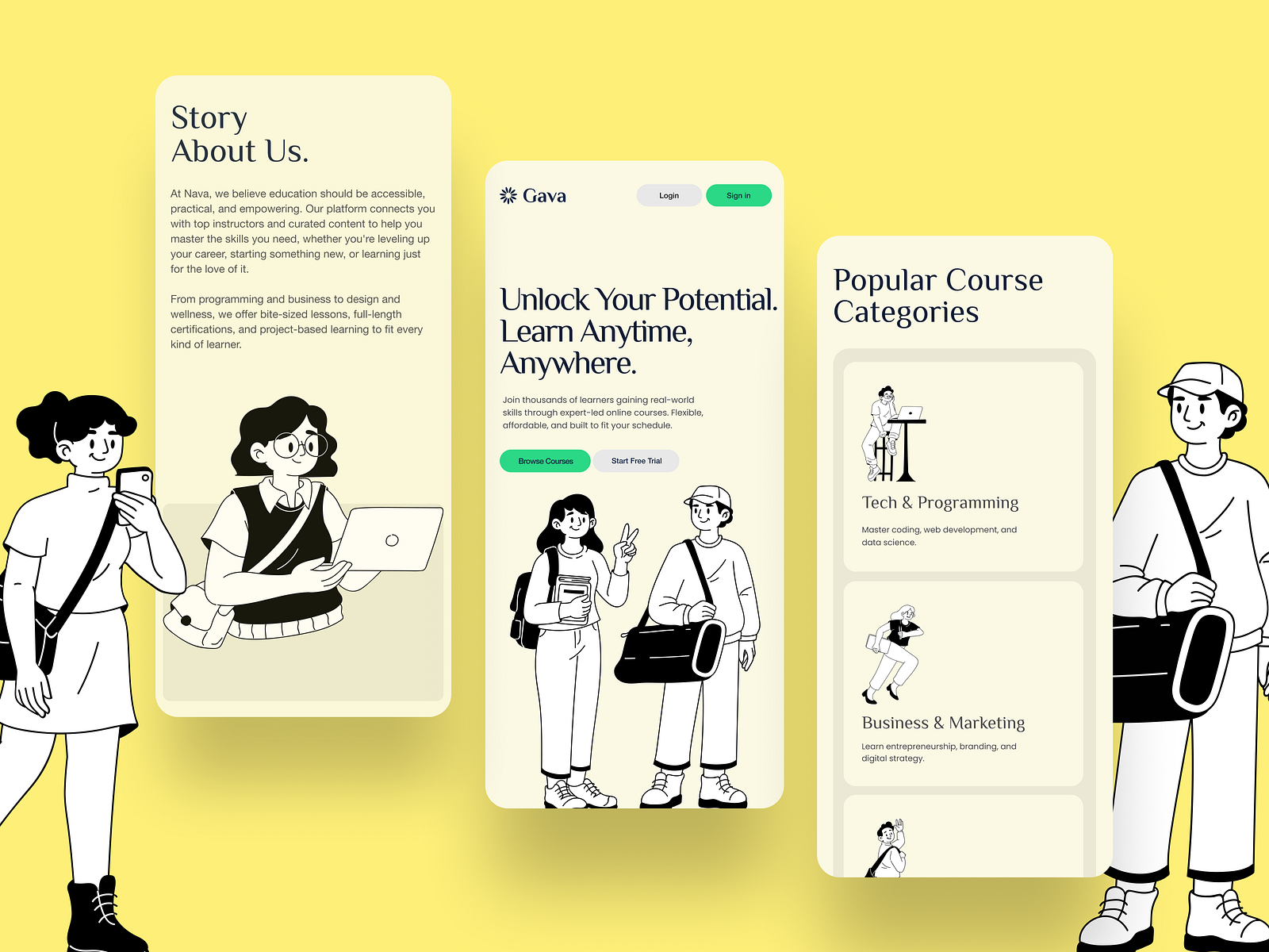 Gava – Online Learning Mobile App UI by Abdul Saboor on Dribbble