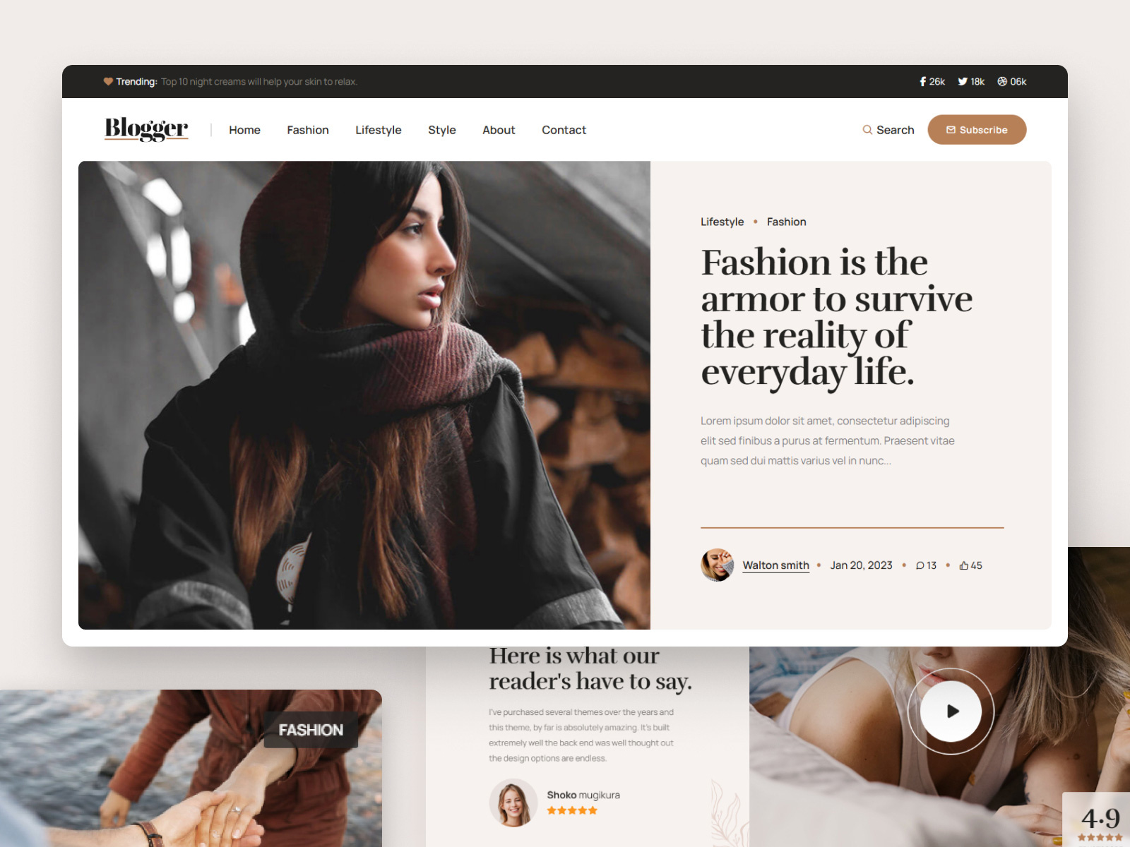 Crafto - AI-Powered WordPress Theme - Blogger by LinkSture on Dribbble