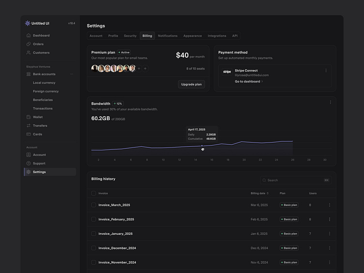Billing settings — Untitled UI by Jordan Hughes® on Dribbble