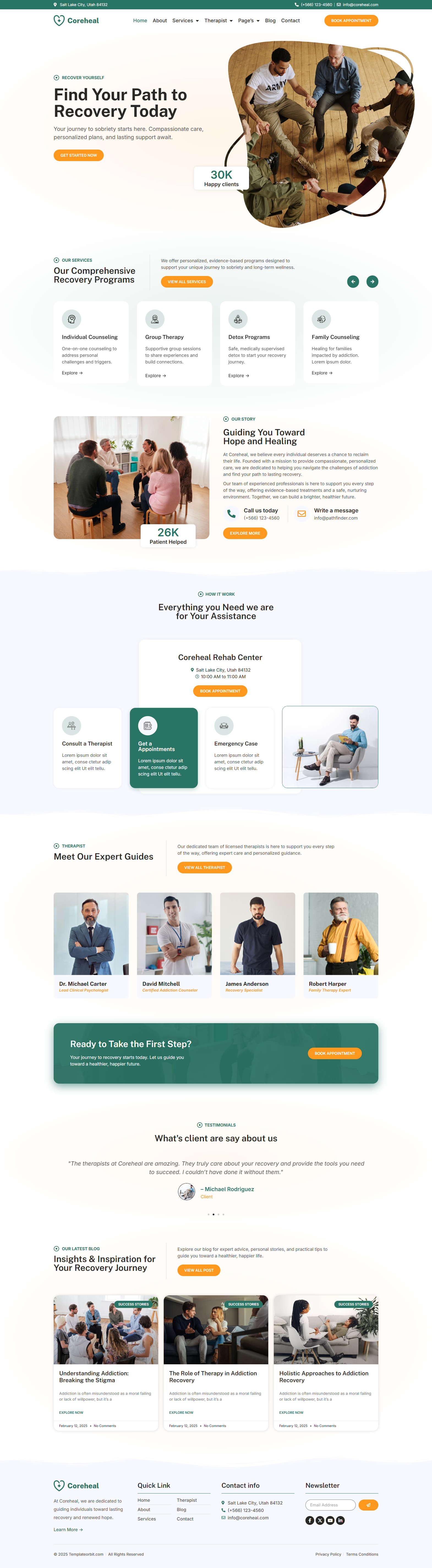 CoreHeal — Addiction Recovery & Rehabilitation Center Elementor by Template Orbit on Dribbble