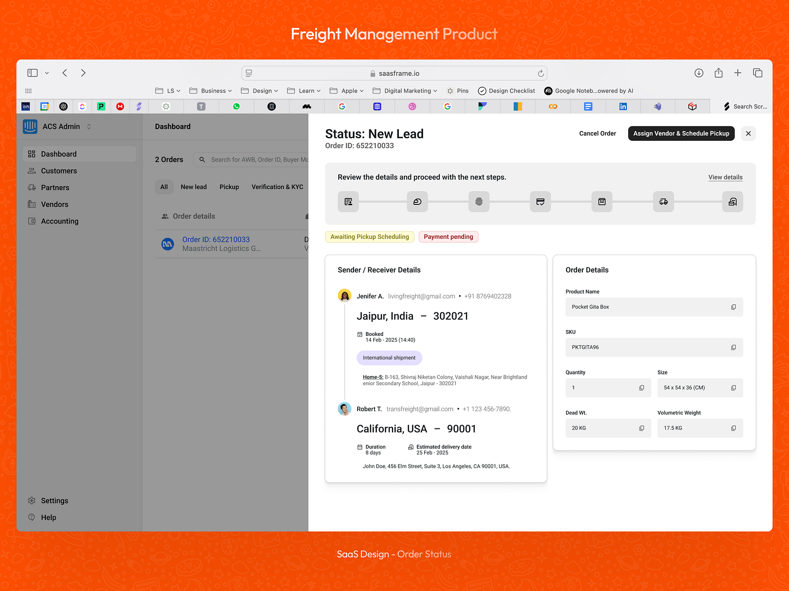 Order Status Screen - Freight Management SaaS Product by Harsh Parmar ...
