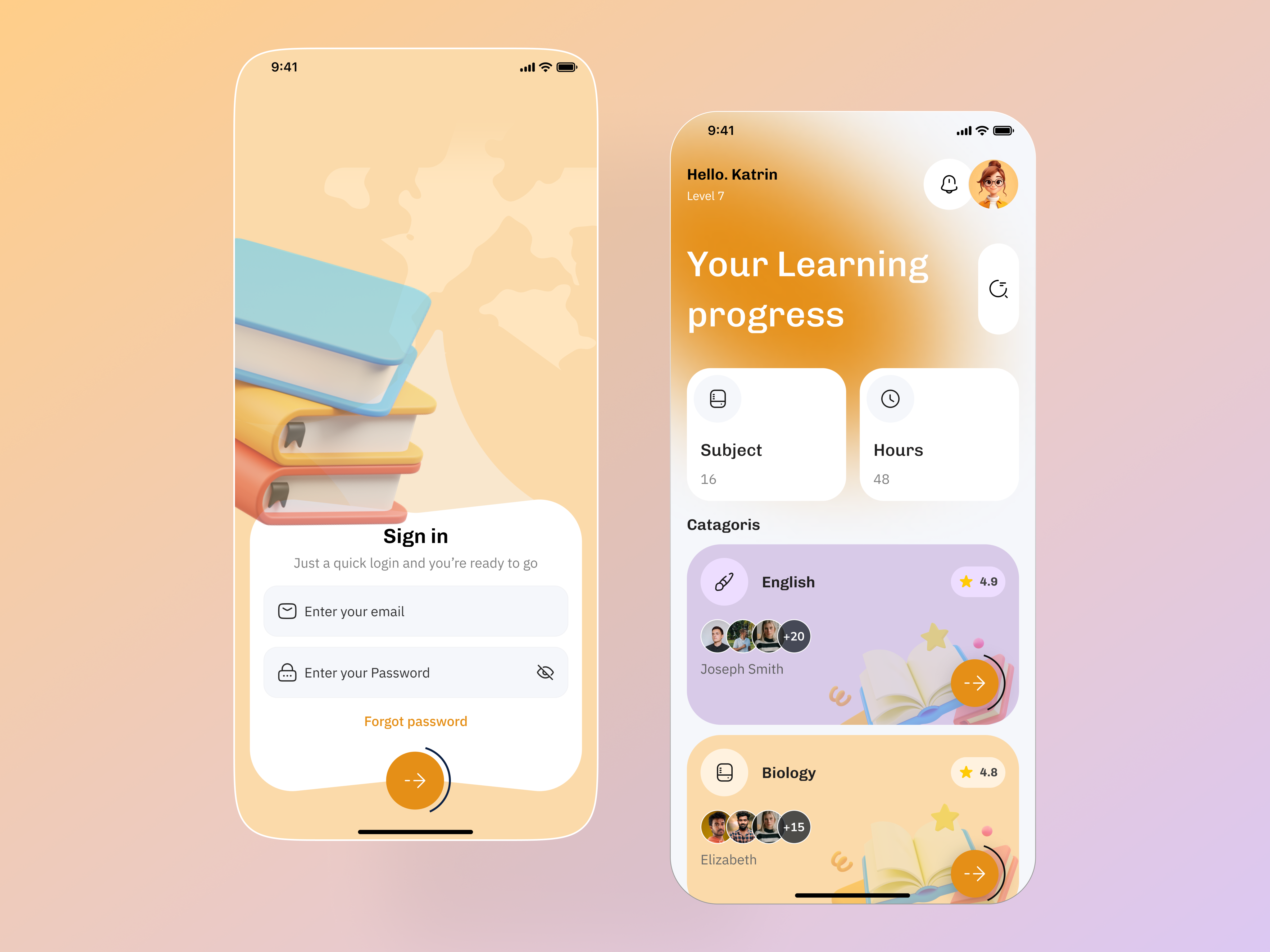 Education Mobile App UI by Alomgir Hossen on Dribbble