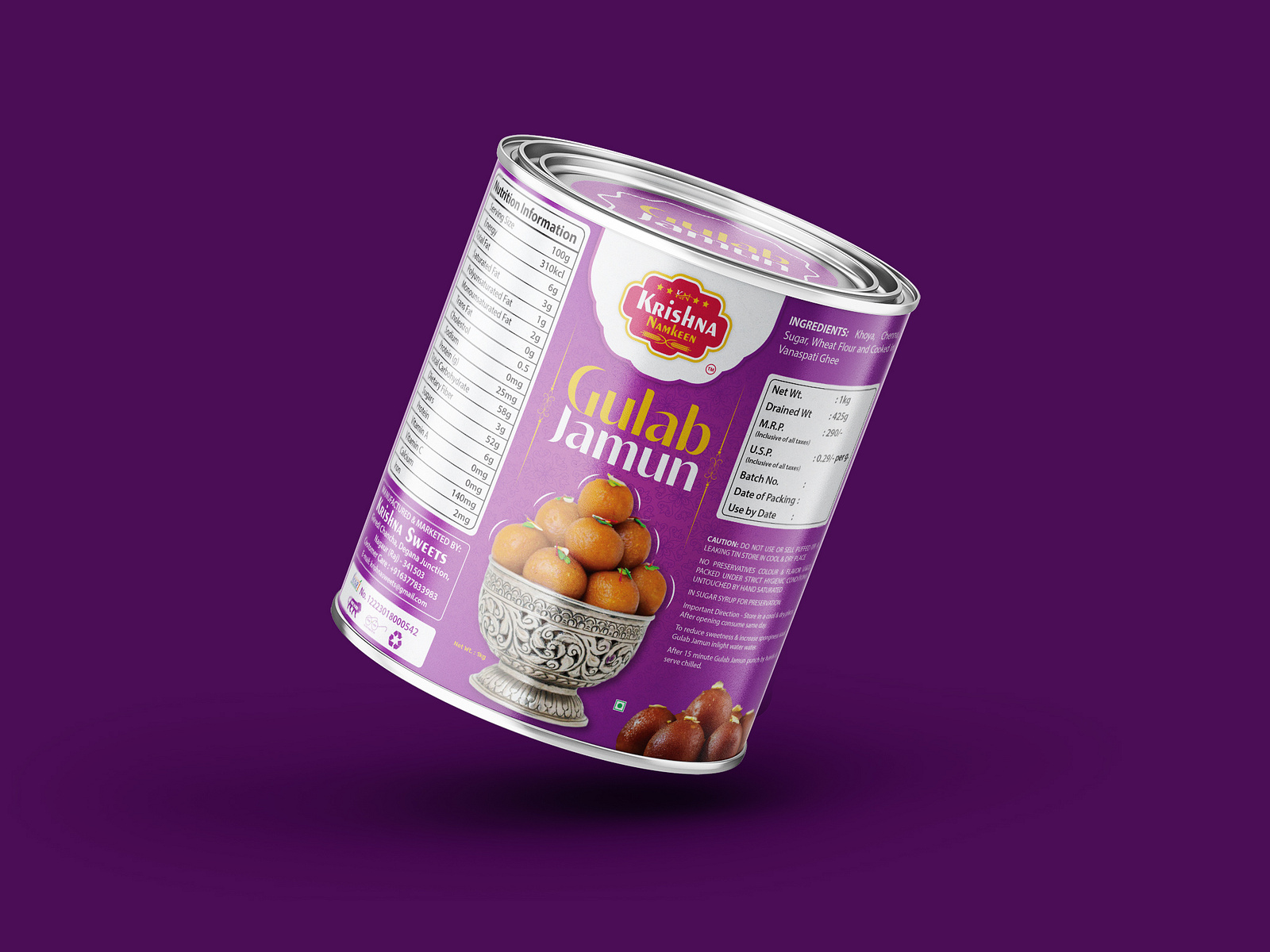 Gulab Jamun Tin CAN label design packaging by Printing Item on Dribbble