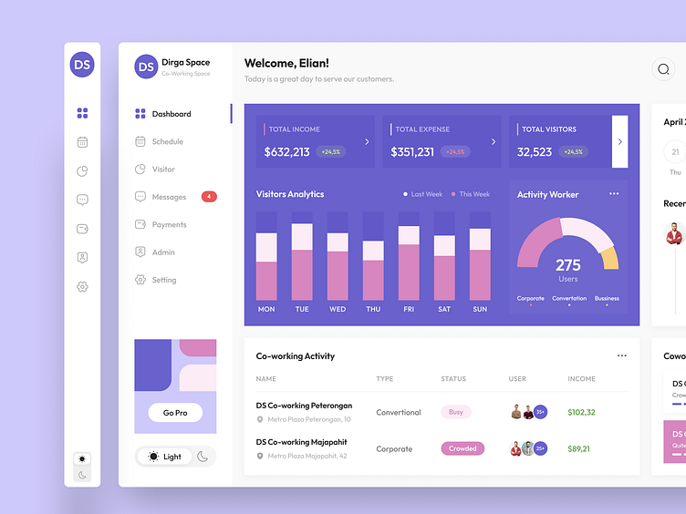 Modern Co-Working Space Dashboard UI Design by Abdullah Arshad on Dribbble