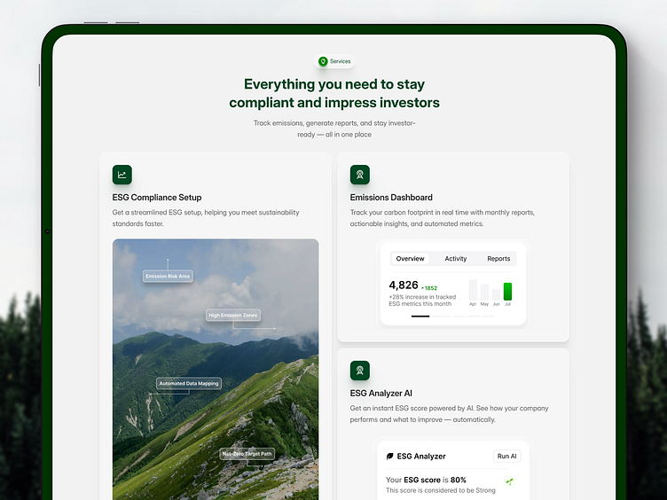 ESG Dashboard UI – Framer Template for Sustainability Metrics by Liana ...