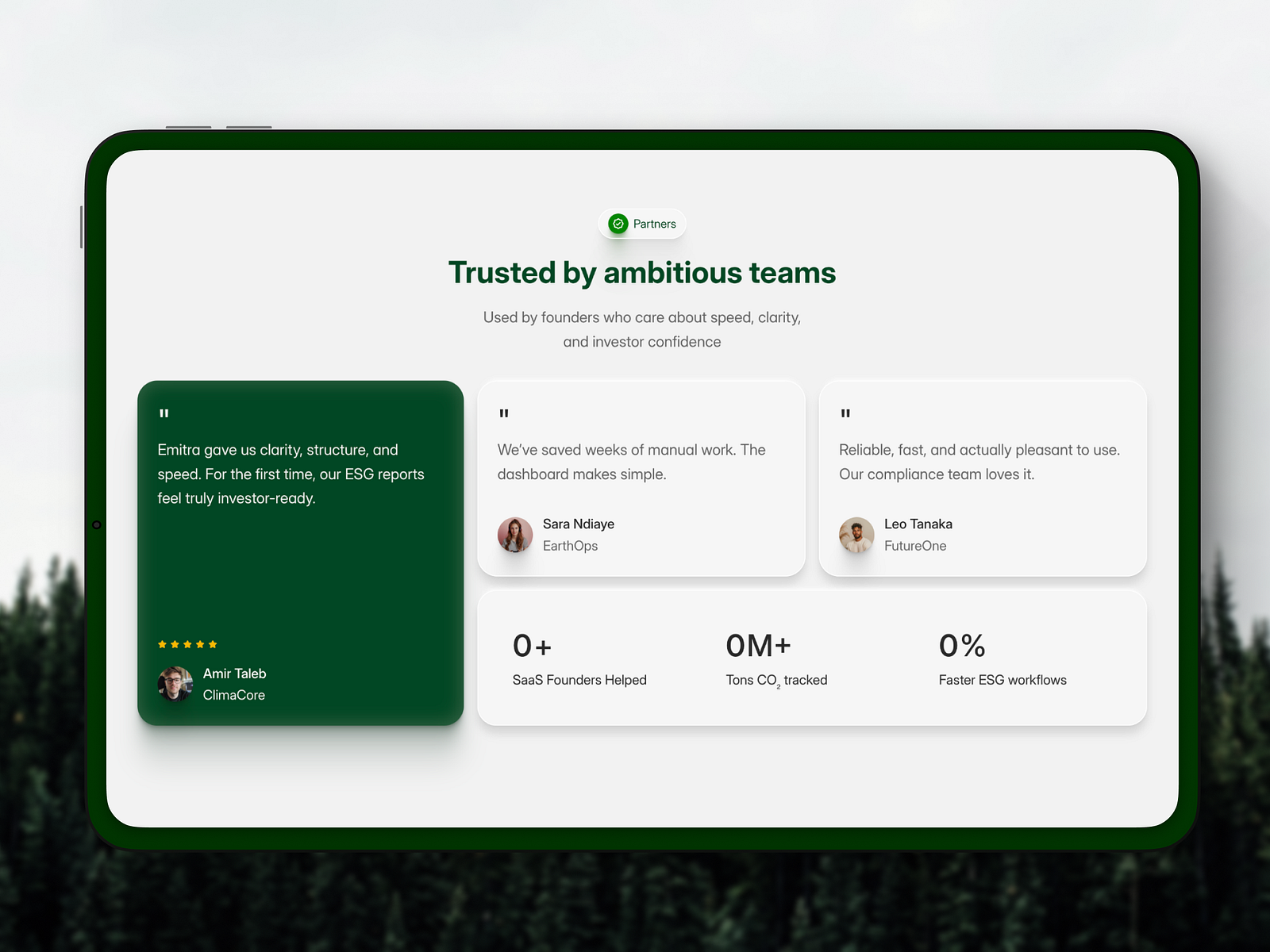 Testimonial UI Section – Framer Template for ESG & SaaS Startups by ...
