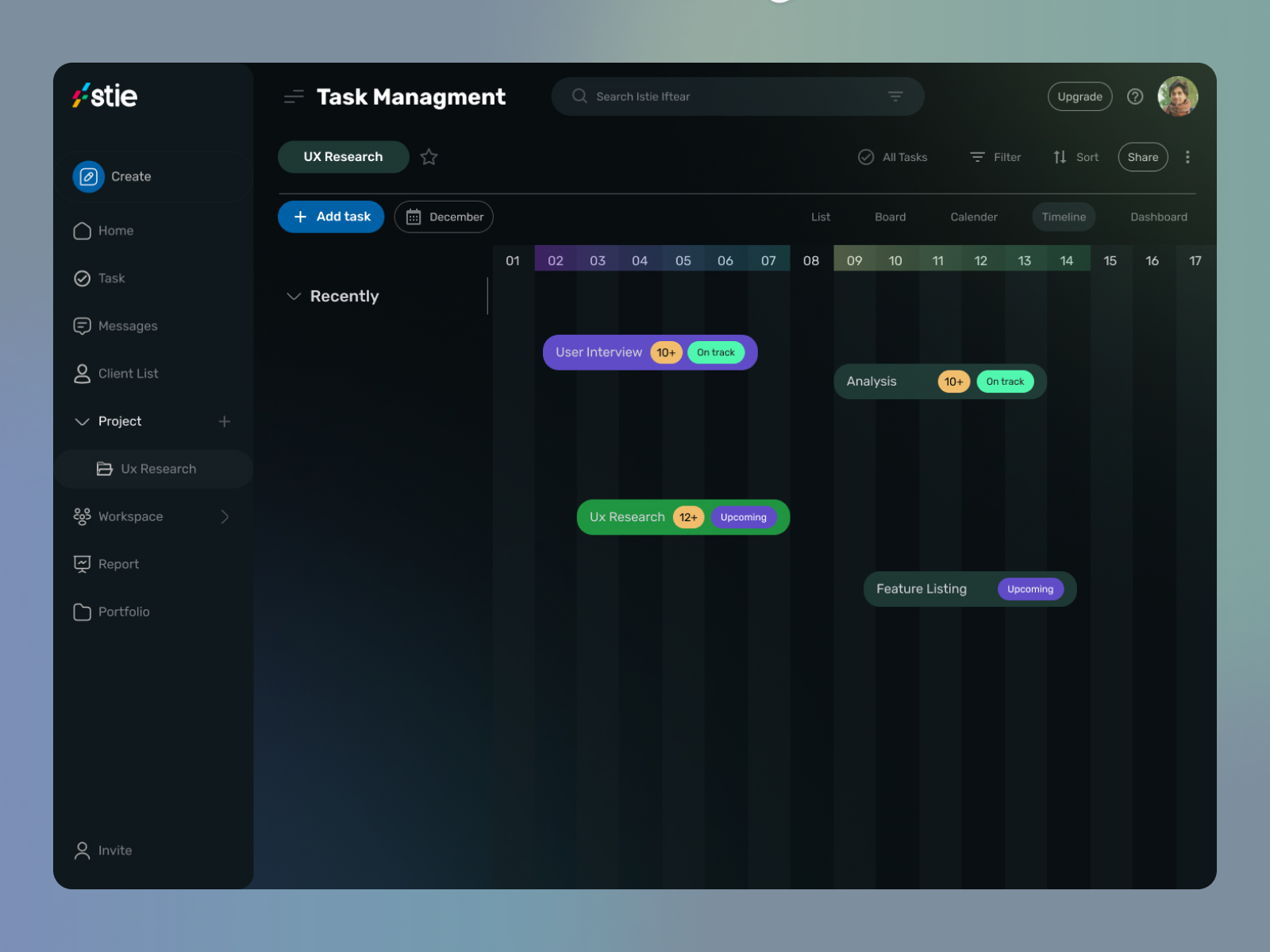 Project Timeline View – Task Management UI dashboard saas Design by AI ...