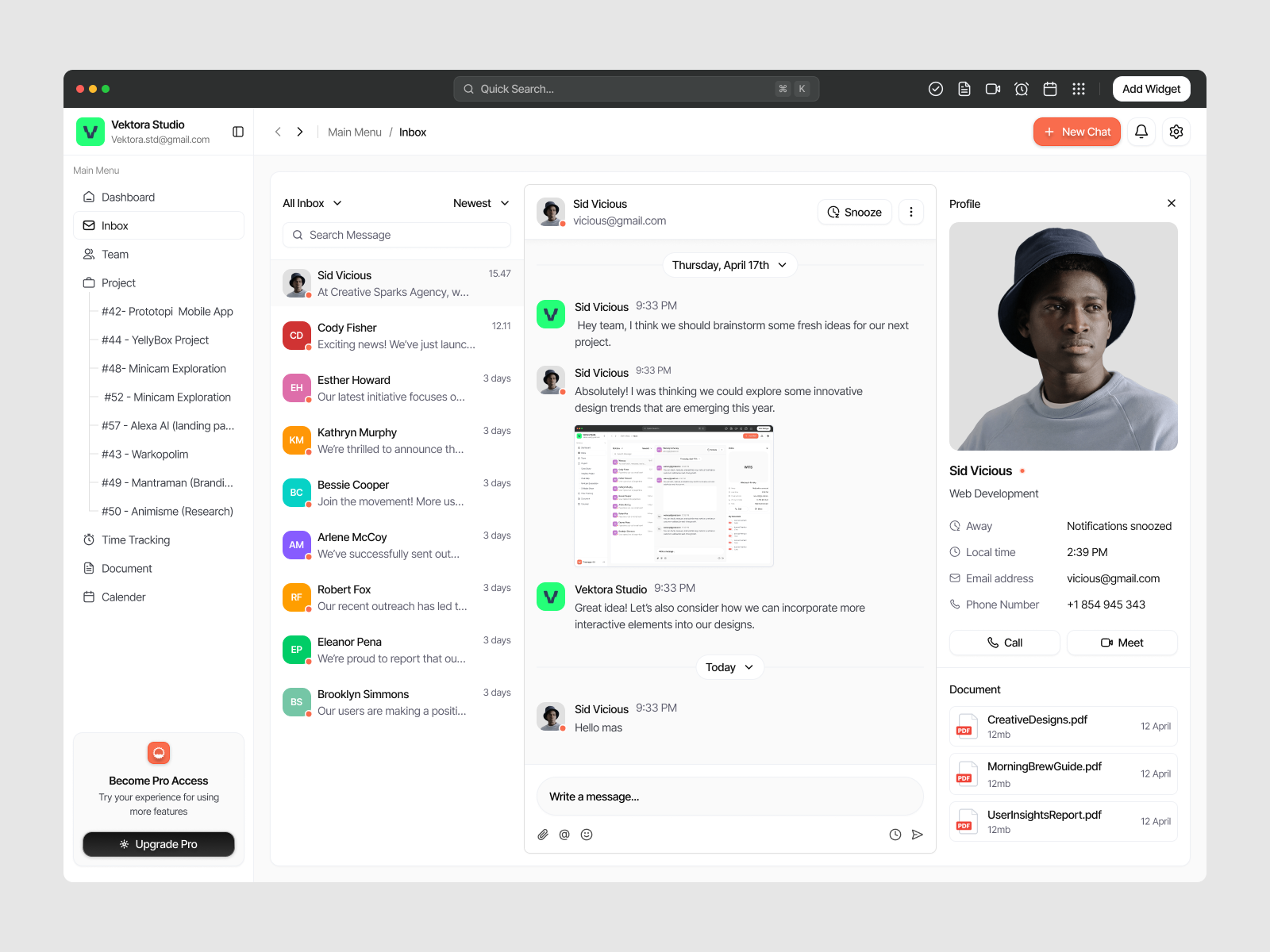 Projectly – Project Management Dashboard Inbox Pages by VKTR Supply for ...
