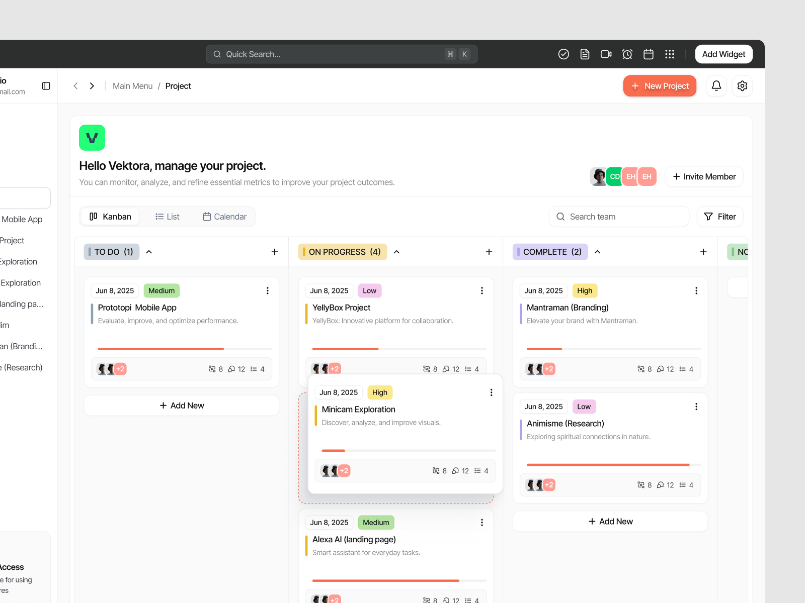 Projectly – Project Management Dashboard Kanban by VKTR Supply for ...