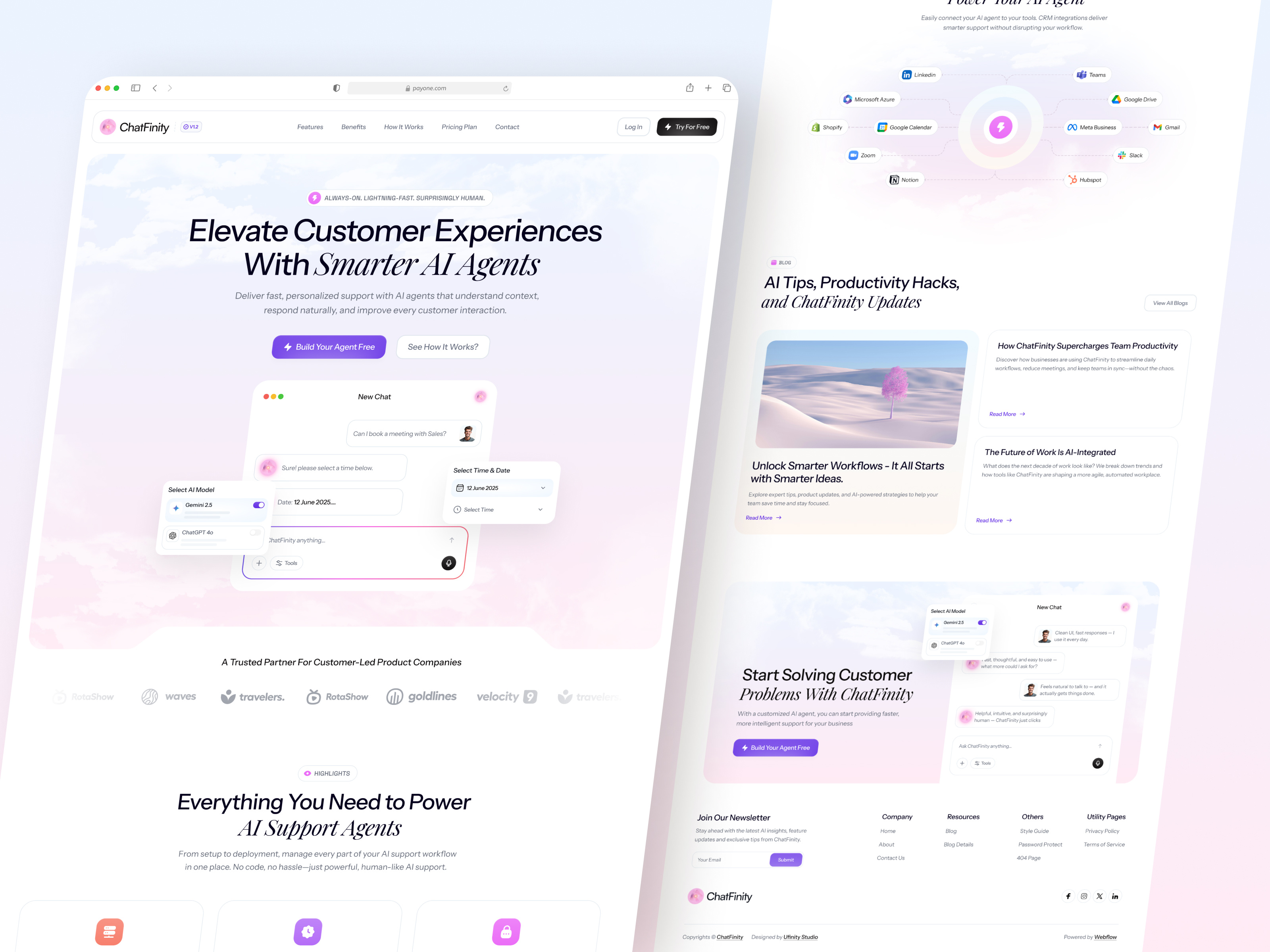 ChatFinity - AI Agent SaaS Landing Page by Tanvir Ahammed Tamim for Ufinity Studio on Dribbble