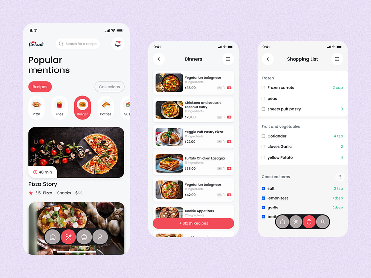 Meal Planner & Shopping List UI by Amit Ghosh on Dribbble