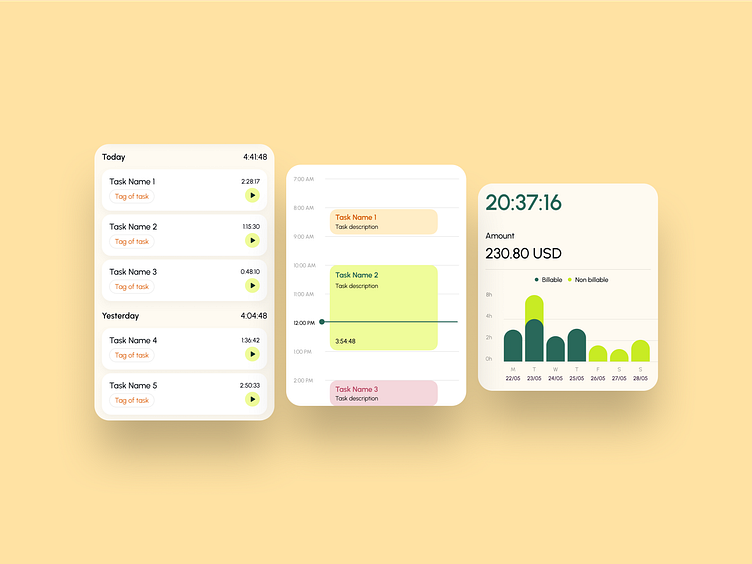 Modern Time Tracking & Productivity Mobile App UI by Abdullah Arshad on ...