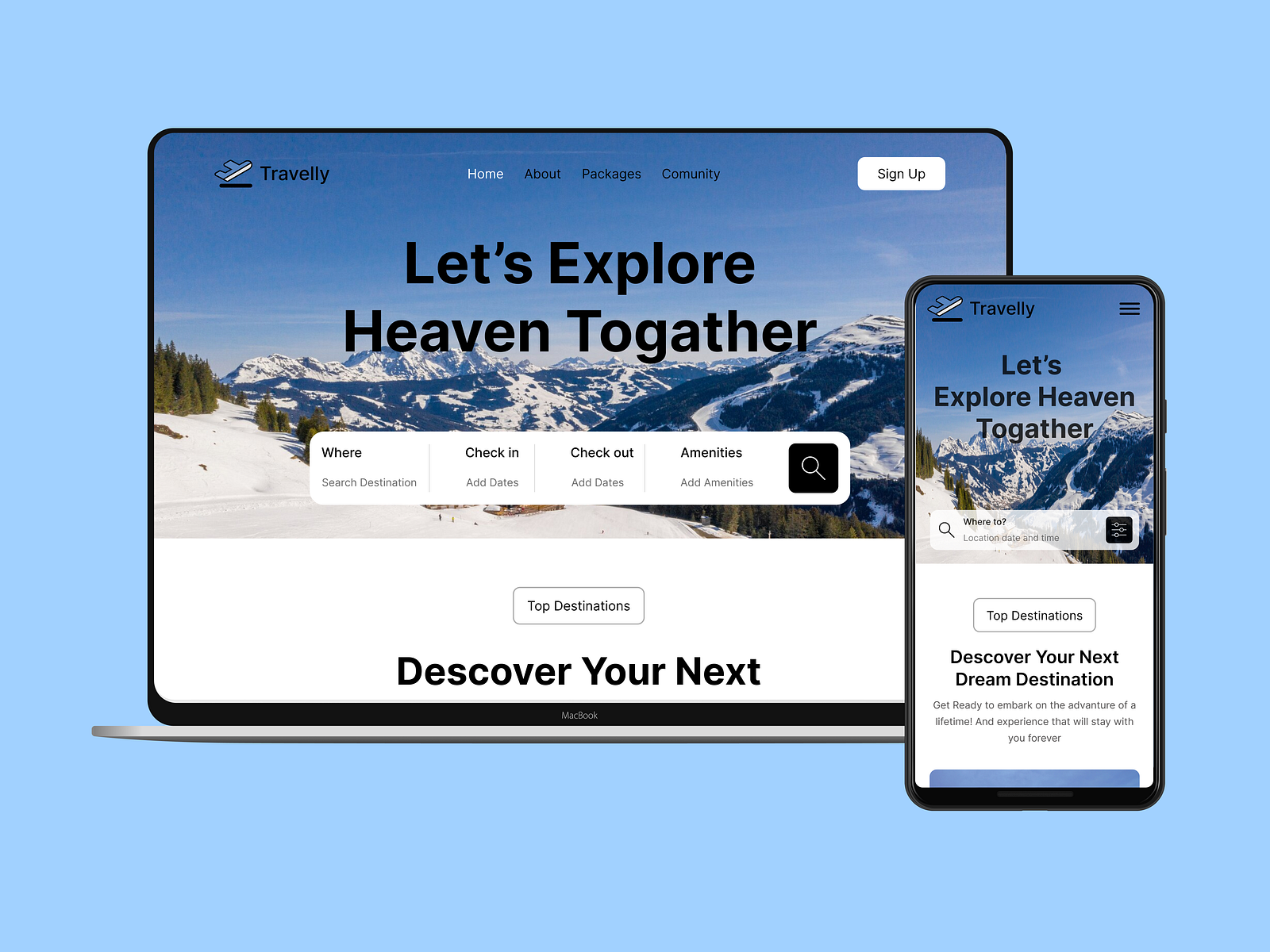Travelly Landing Page Design by Zunaira Aziz on Dribbble