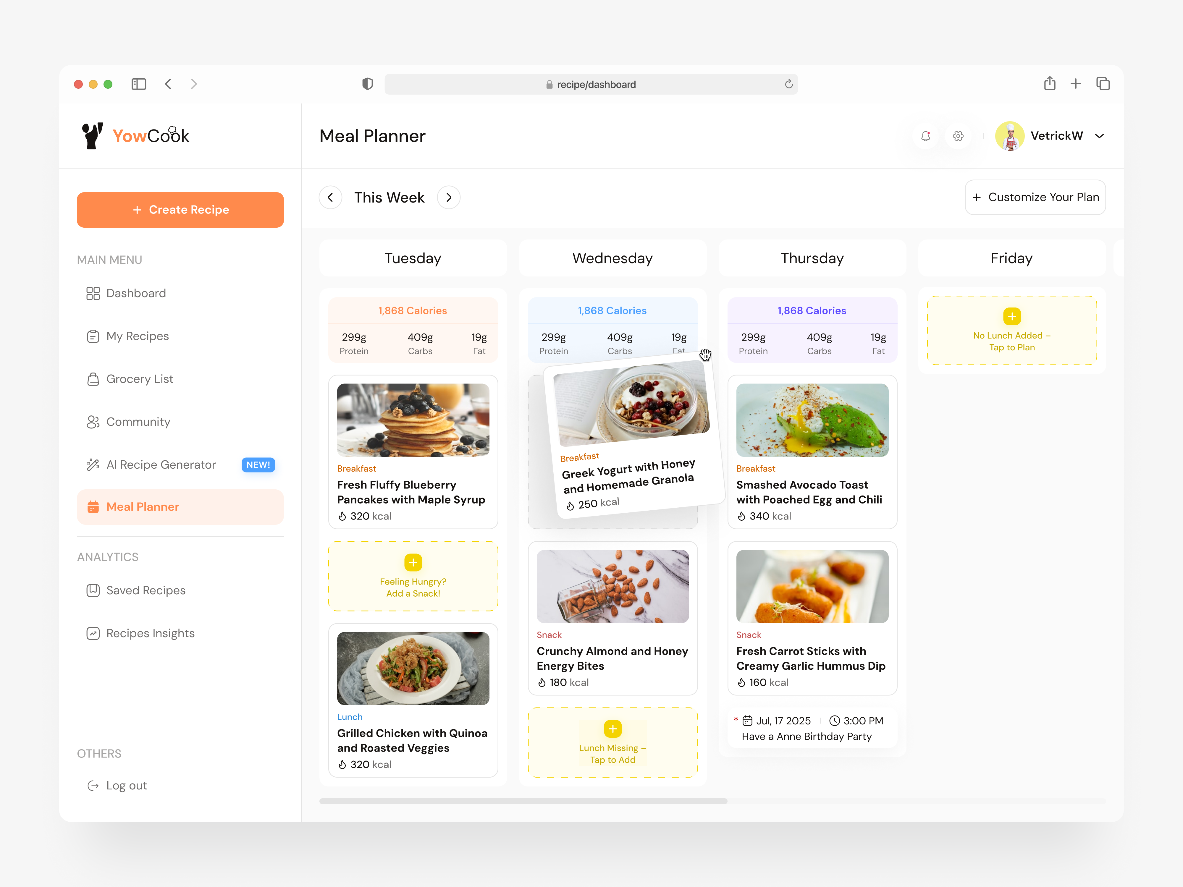 YowCook - Recipe Dashboard with Assistant AI by Cecillia Yo for Yow on ...