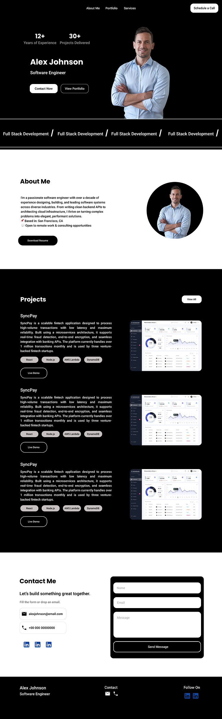 Software Engineer Portfolio Landing Page by Darmon Mumtaz on Dribbble