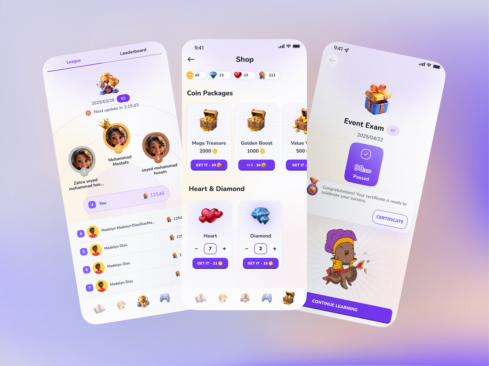 Gamified language learning app by Gandom on Dribbble