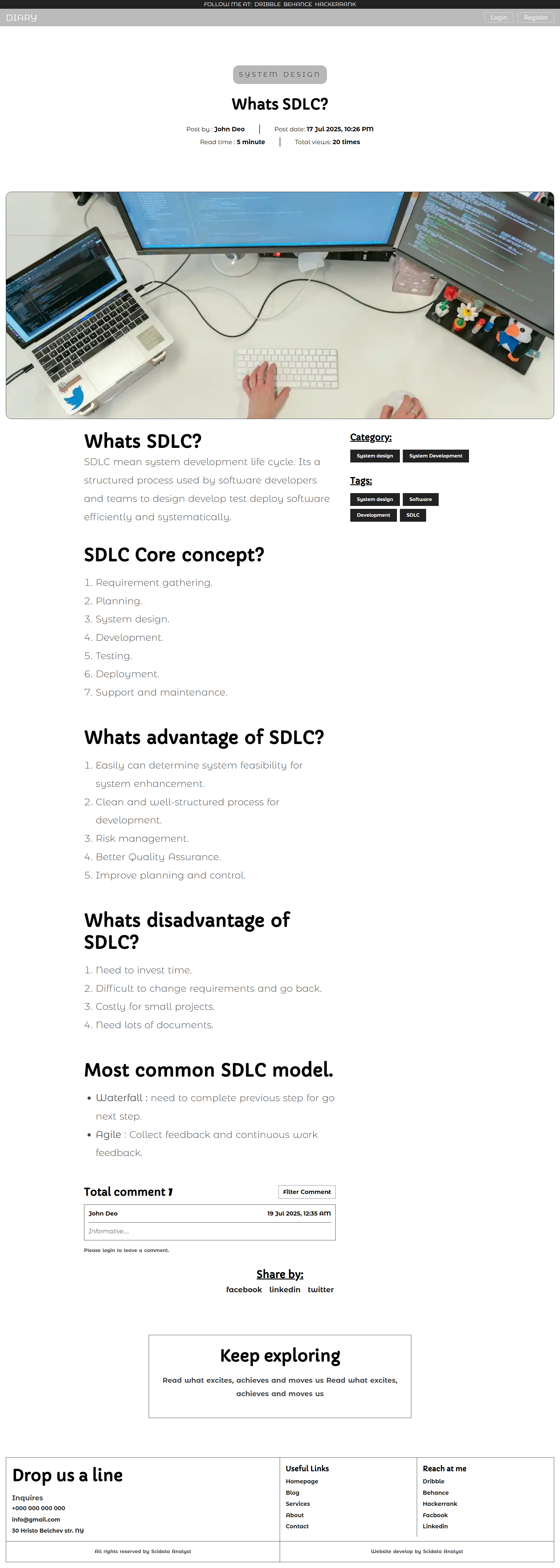 Blog website by Scidata-Analyst on Dribbble