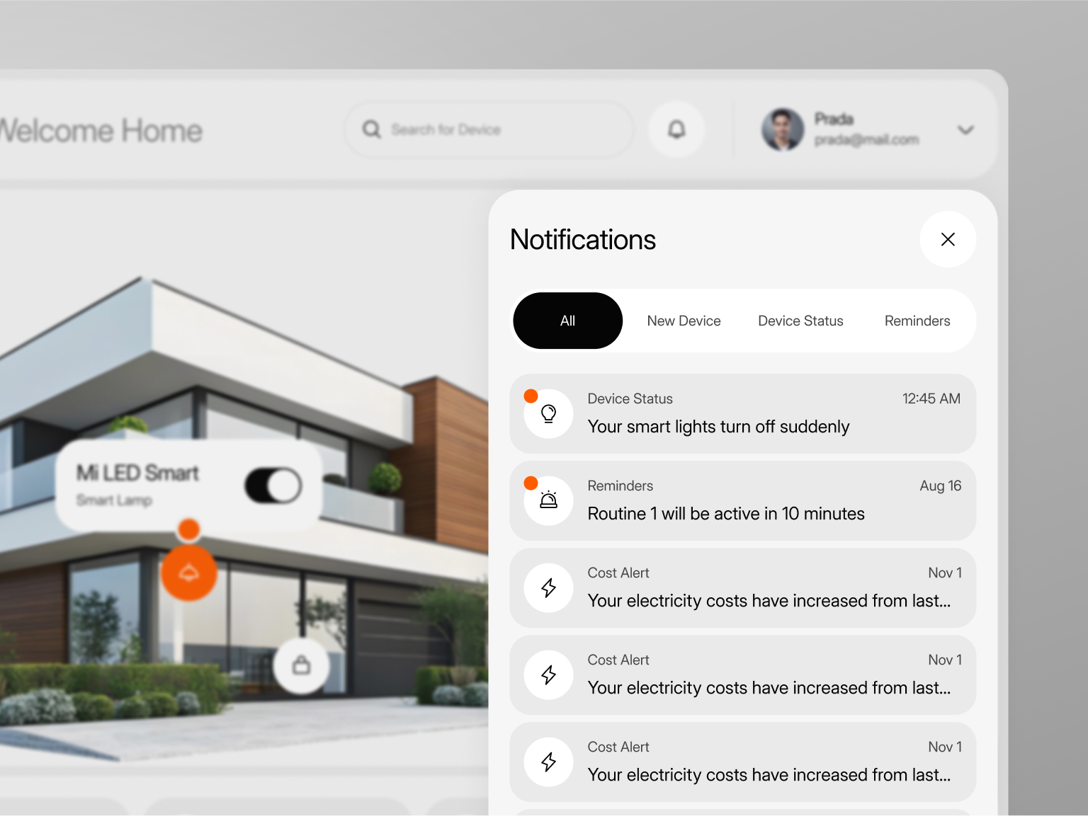 MiHome - Smart Home Notification Page by Illiyin Studio on Dribbble
