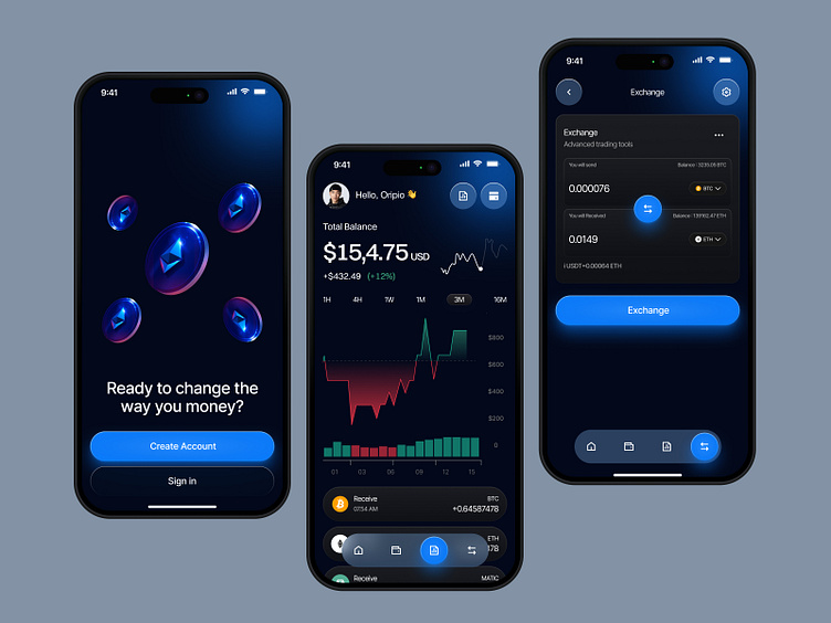 Crypto Trading App Design by Sujon Hossain for Oripio on Dribbble