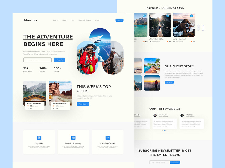 Travel Landing Page Design by Jahid for Tophats on Dribbble