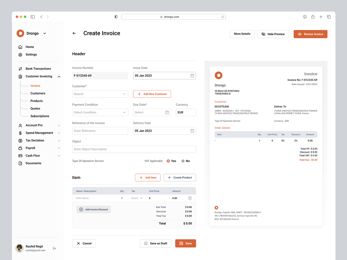 Create Invoice UI | SaaS, CRM by Muhammad Salim on Dribbble