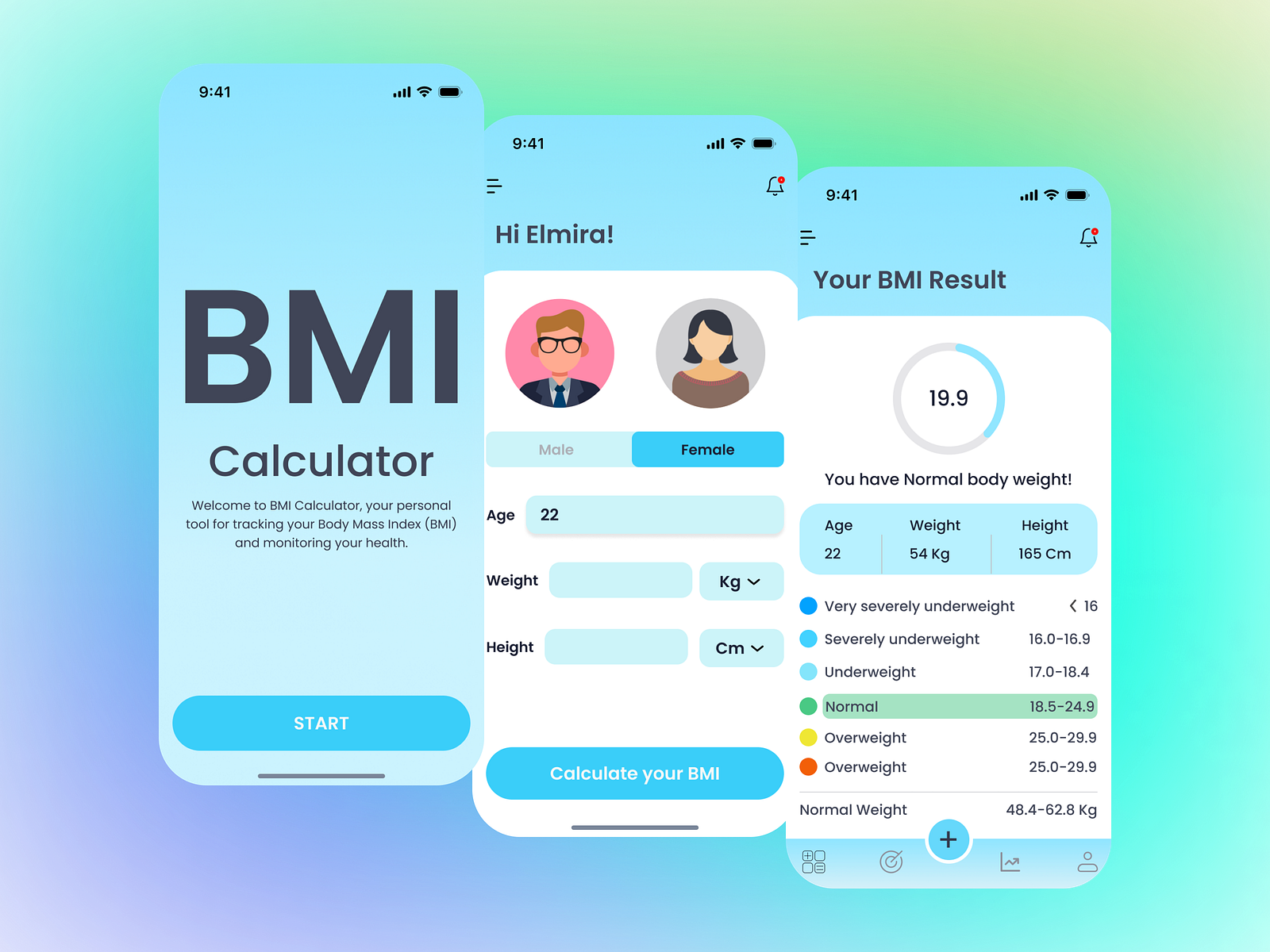 BMI Calculator – Health & Fitness App UI Design by Amit Ghosh on Dribbble