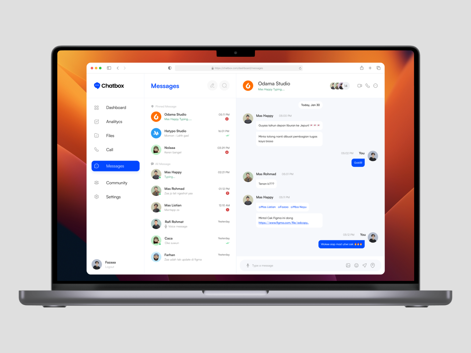 Chatbox - Message Dashboard by Faza Dzikrulloh for Odama on Dribbble