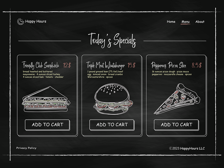 Restaurant Website Menu by Sepideh Yazdi on Dribbble