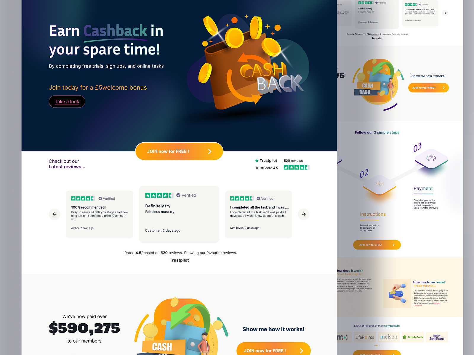 CashBack Reward Landing Page Design by syful islam Srabon on Dribbble