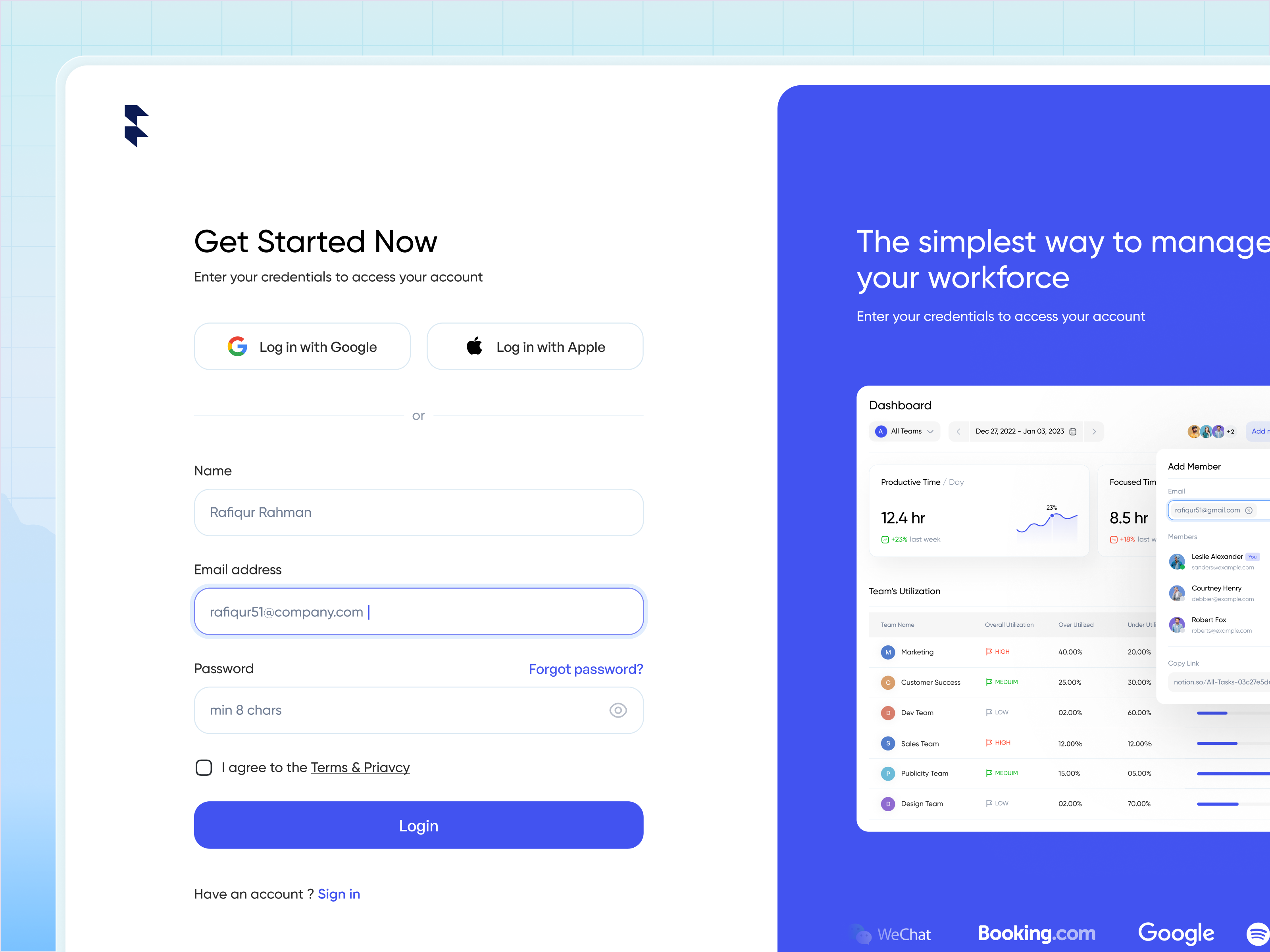 Time Tracker - Sign Up/Sign In Page Design by Filllo - SaaS Design ...