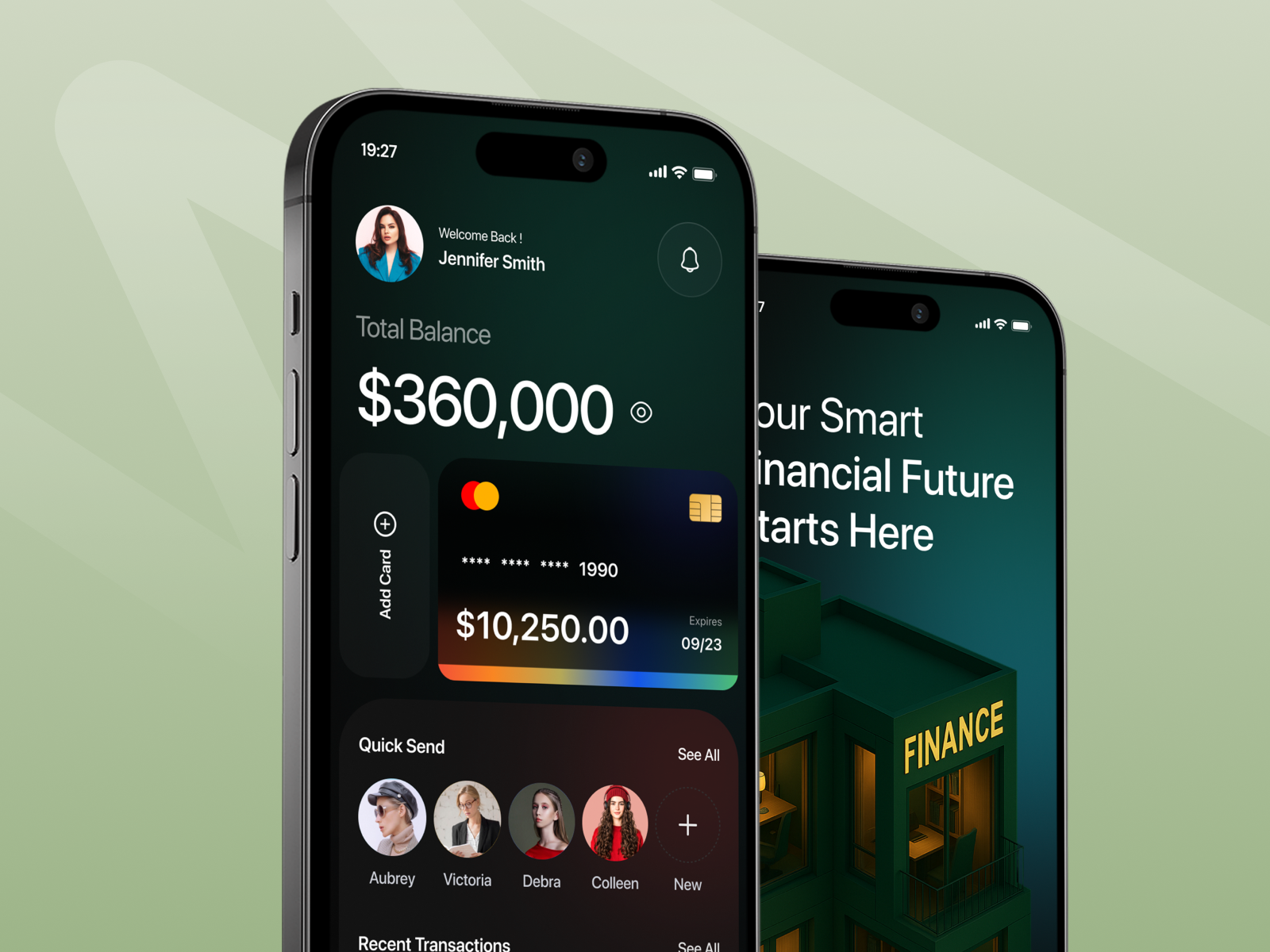 Finance mobile application ui design by Roohi Koohi on Dribbble