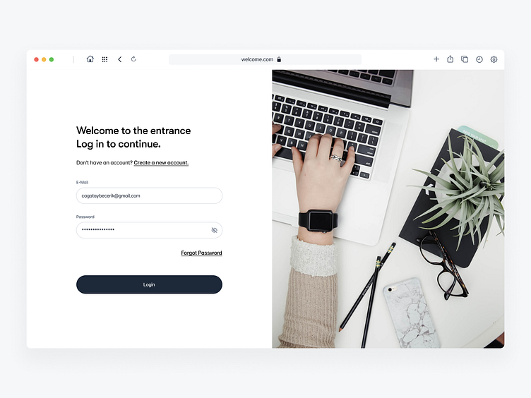 Welcome: Login Page by Cağatay Becerik on Dribbble