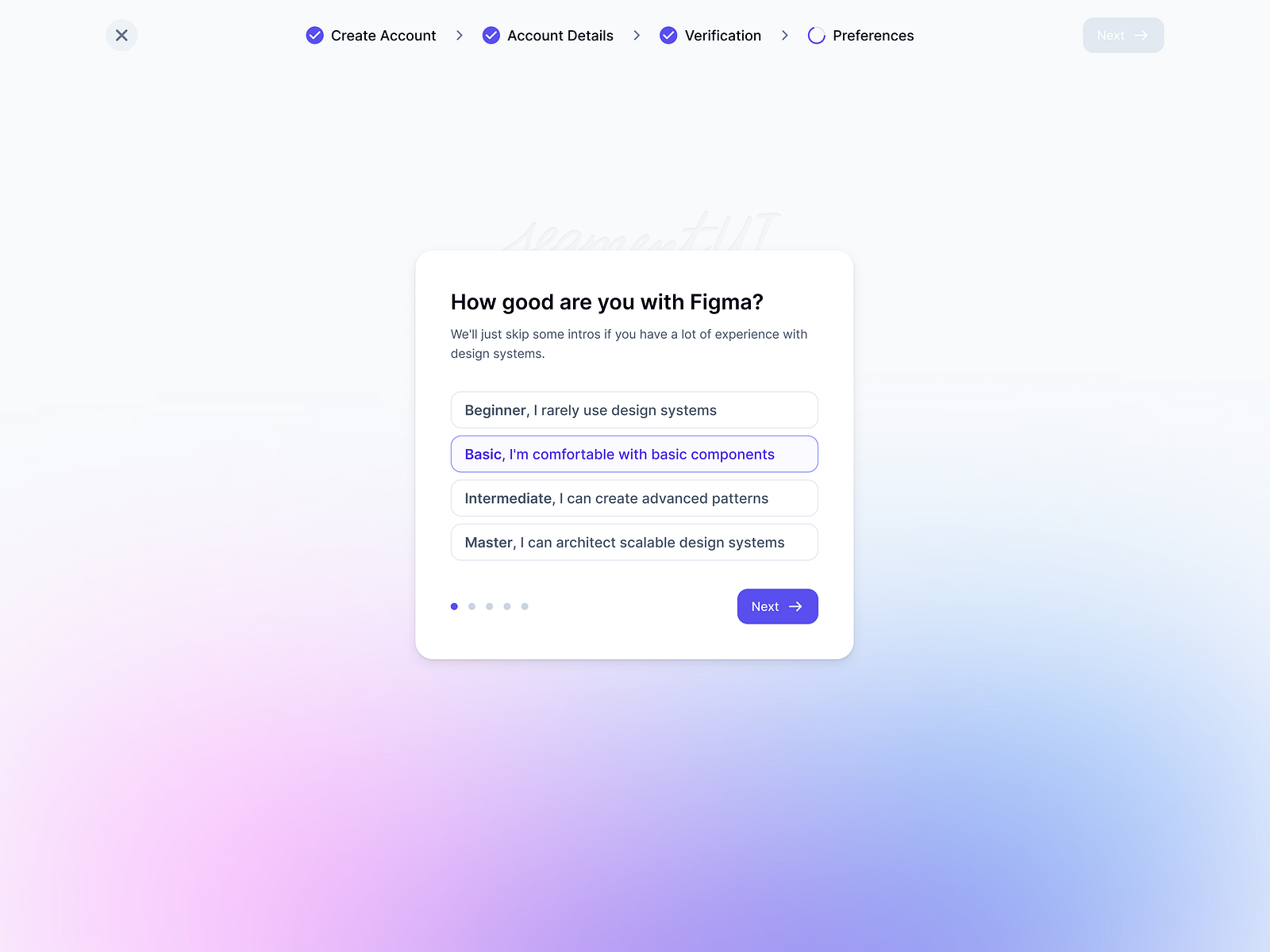 Multi-Step Onboarding – Skill Level Selection UI by Nabeel on Dribbble