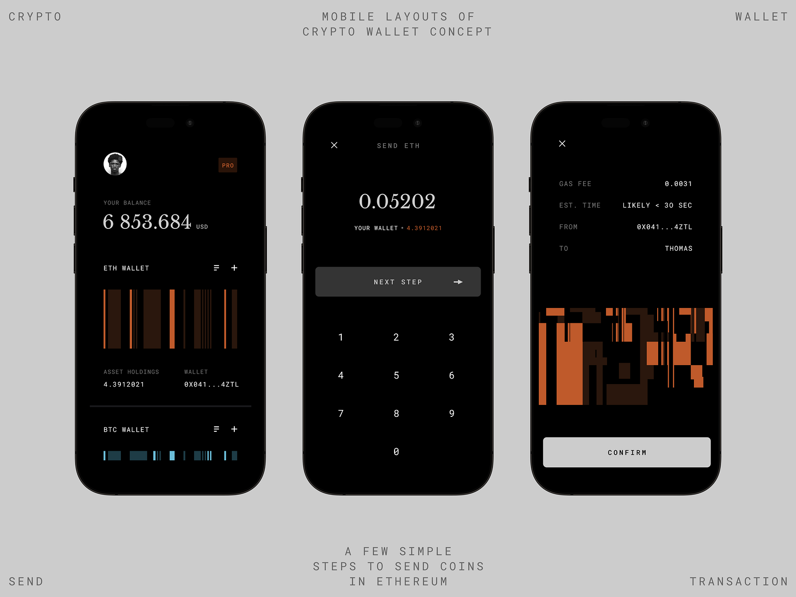 Crypto wallet - send transaction by Andrey Rybin on Dribbble