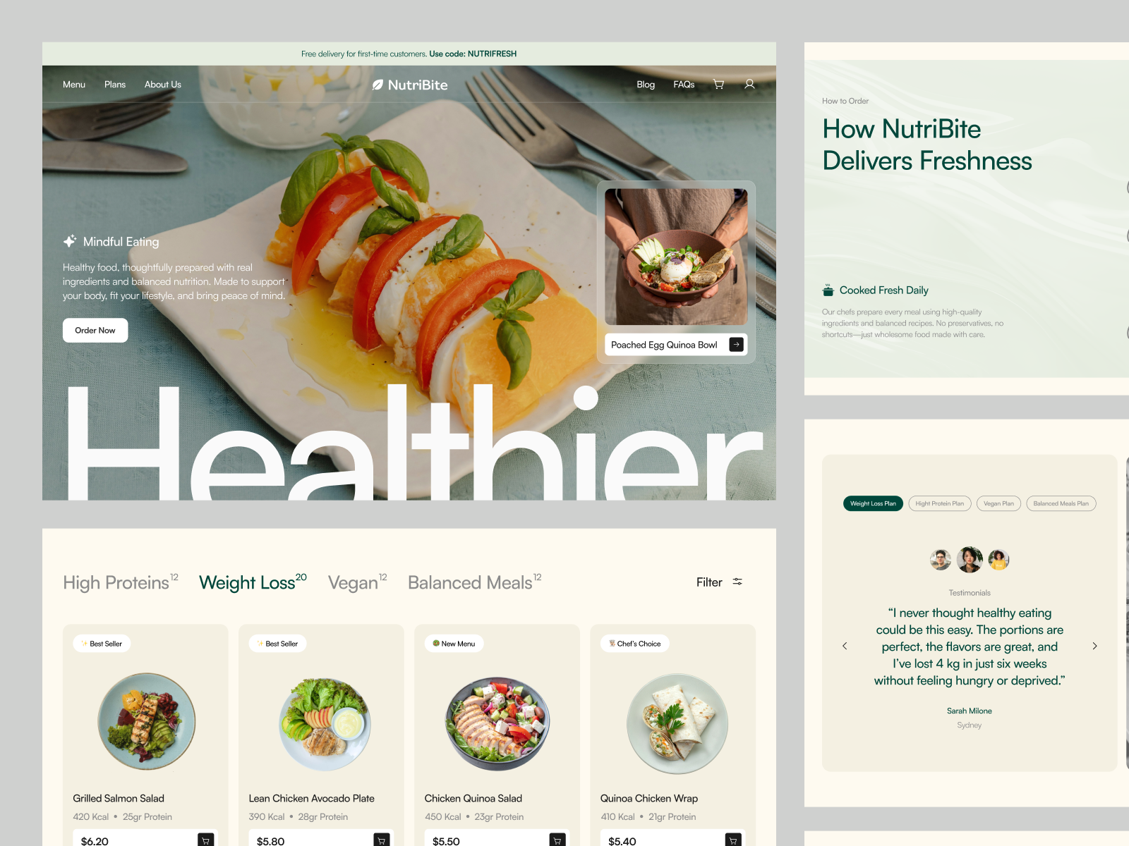 Homepage Concept for NutriBite, a Healthy Food E-commerce Brand by ...