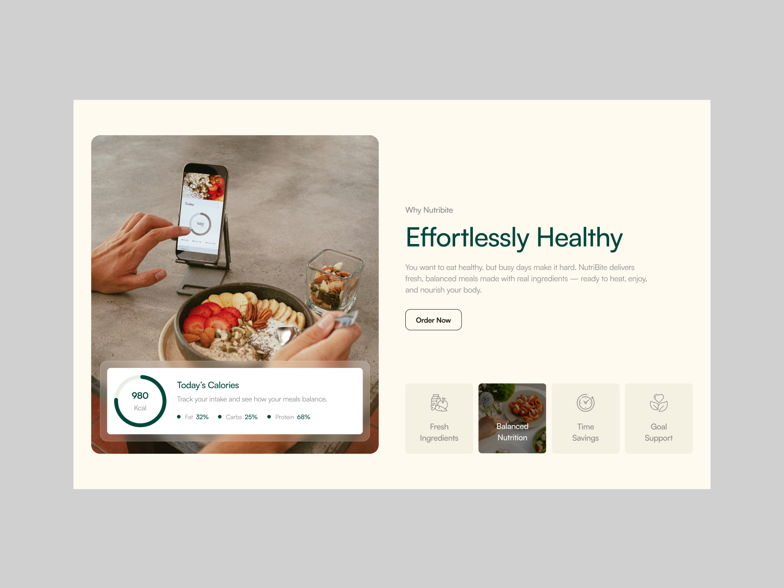 Homepage Concept for NutriBite, a Healthy Food E-commerce Brand by ...