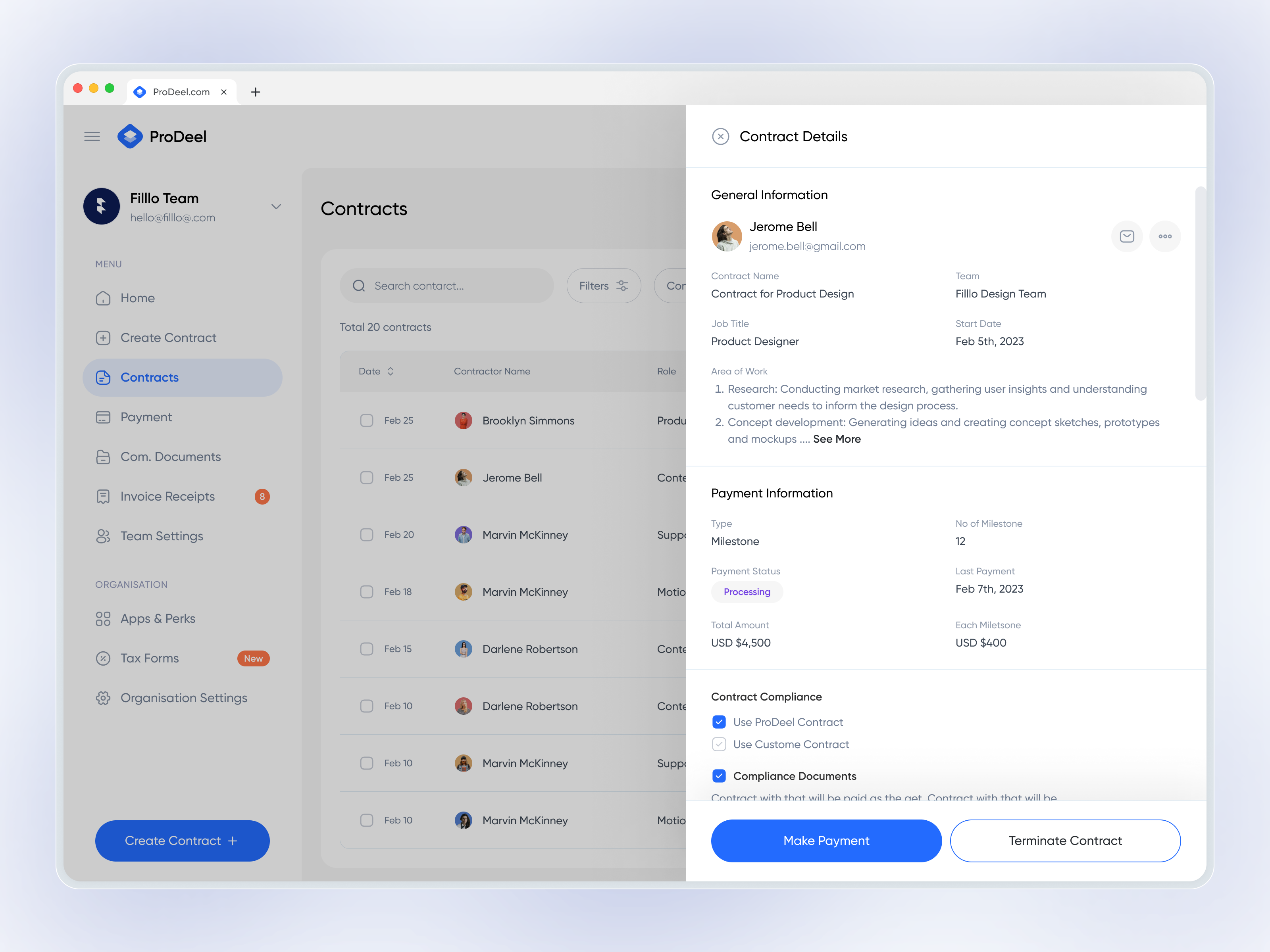 ProDeel - Contracts Page Design by Filllo Design Agency on Dribbble