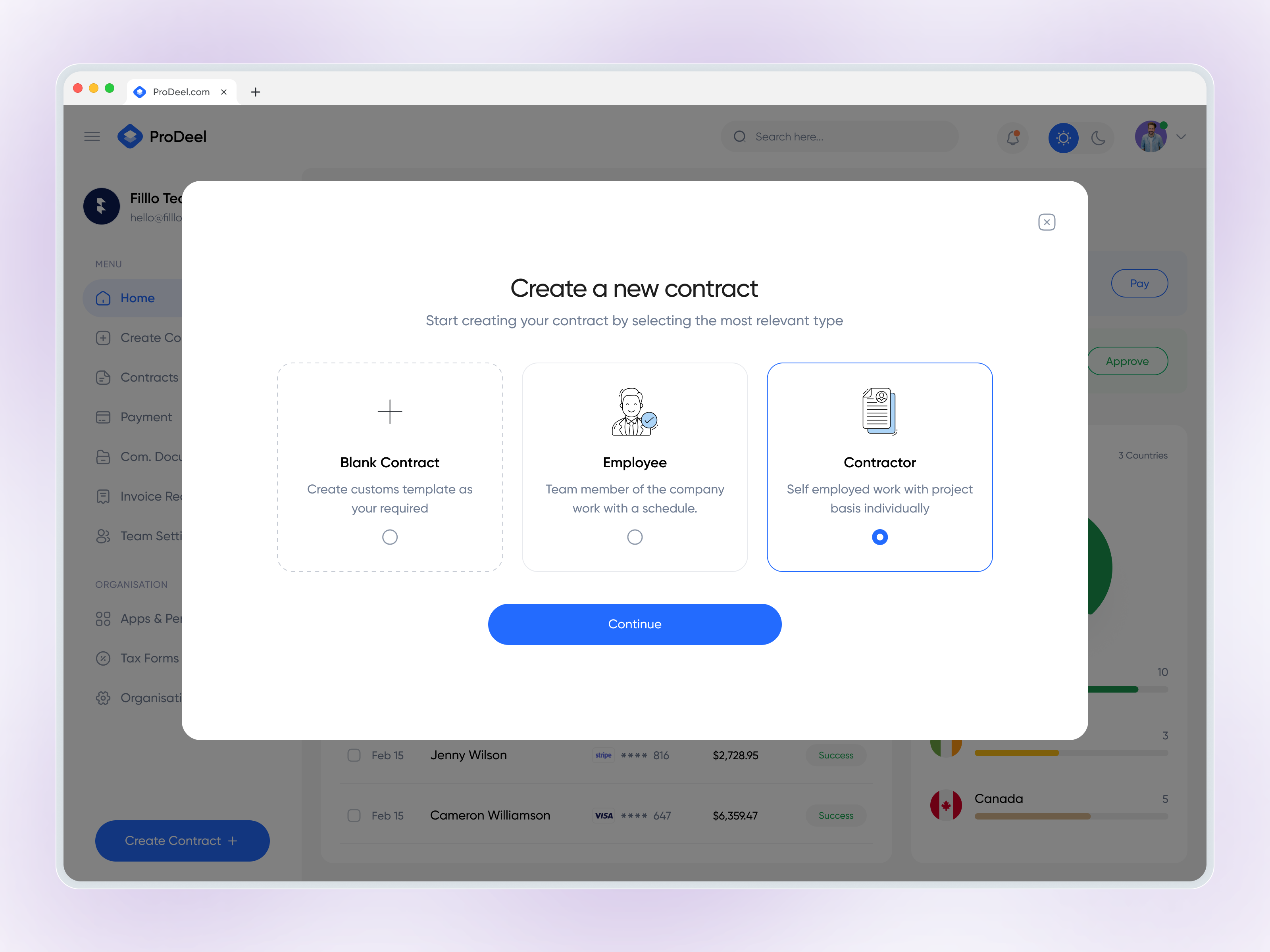 ProDeel - Create Contract Page Design by Filllo Design Agency on Dribbble